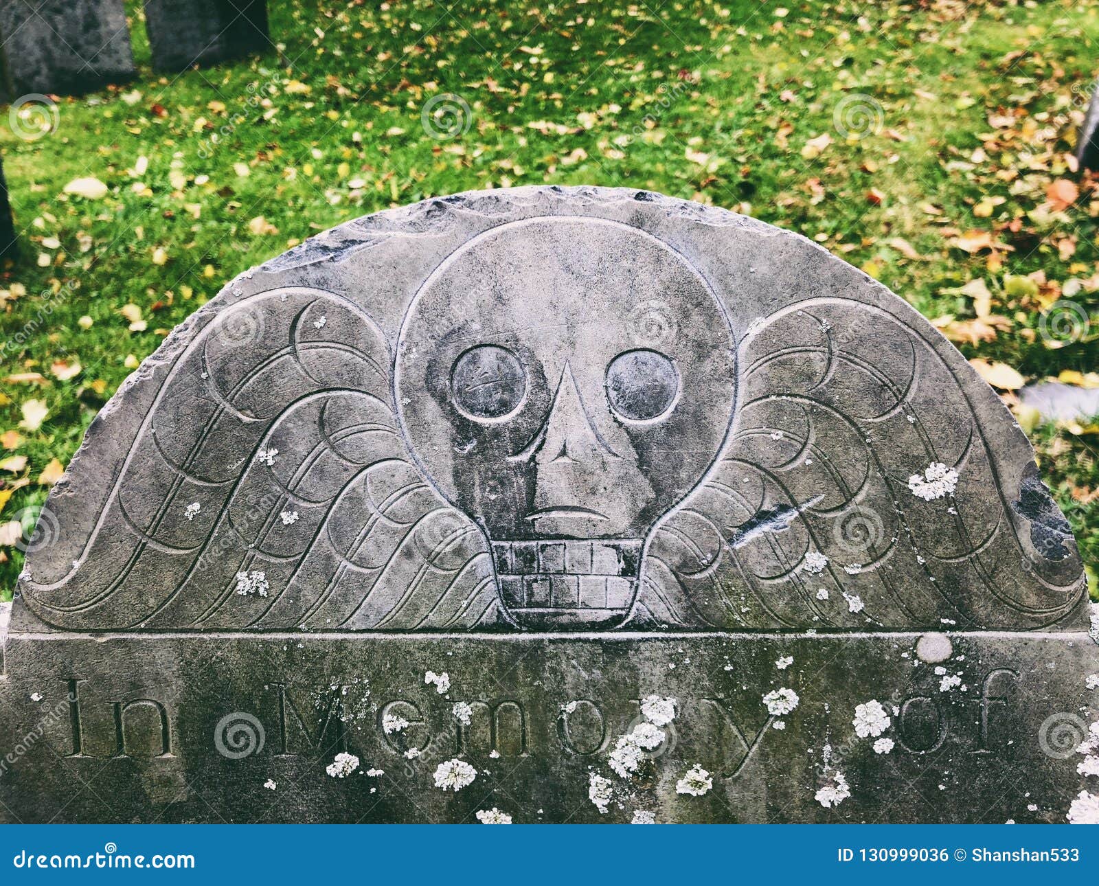 A Skull Pattern on a Gravestone Stock Photo - Image of headstones ...