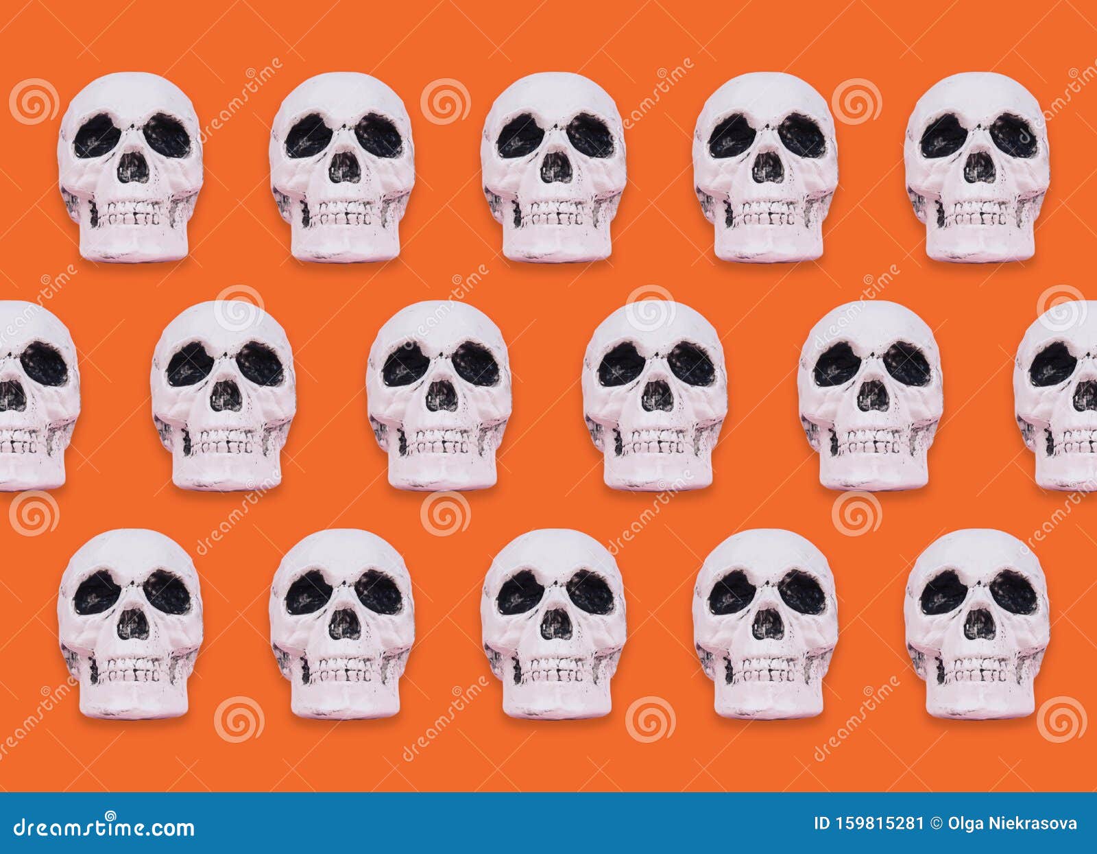 Skull Pattern on Orange Background. Stock Image - Image of minimal ...