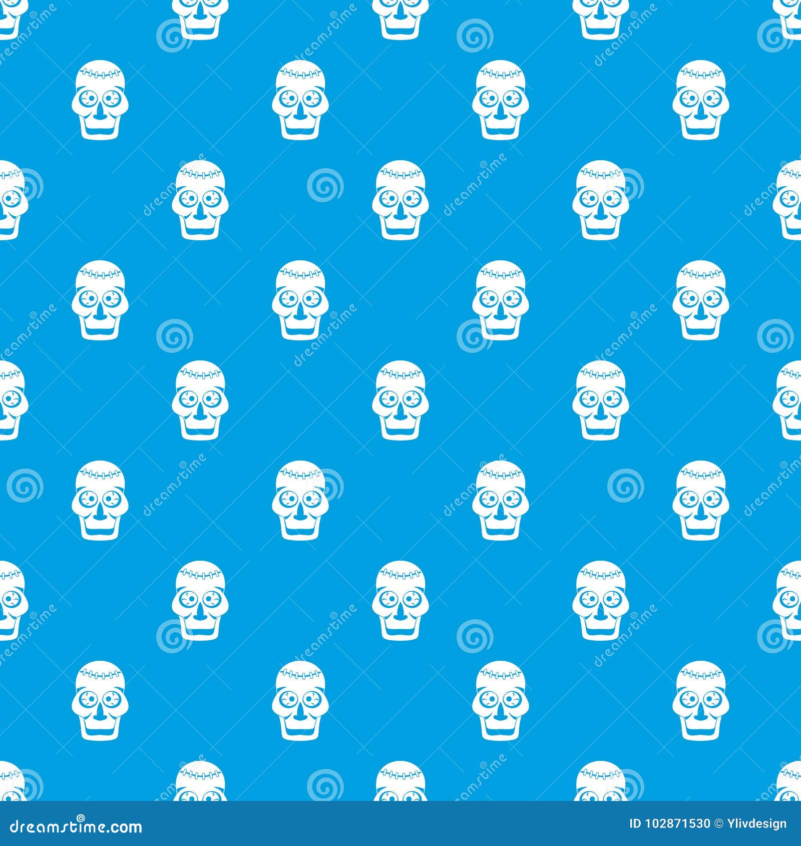 Skull Pattern Seamless Blue Stock Vector - Illustration of head, blood ...