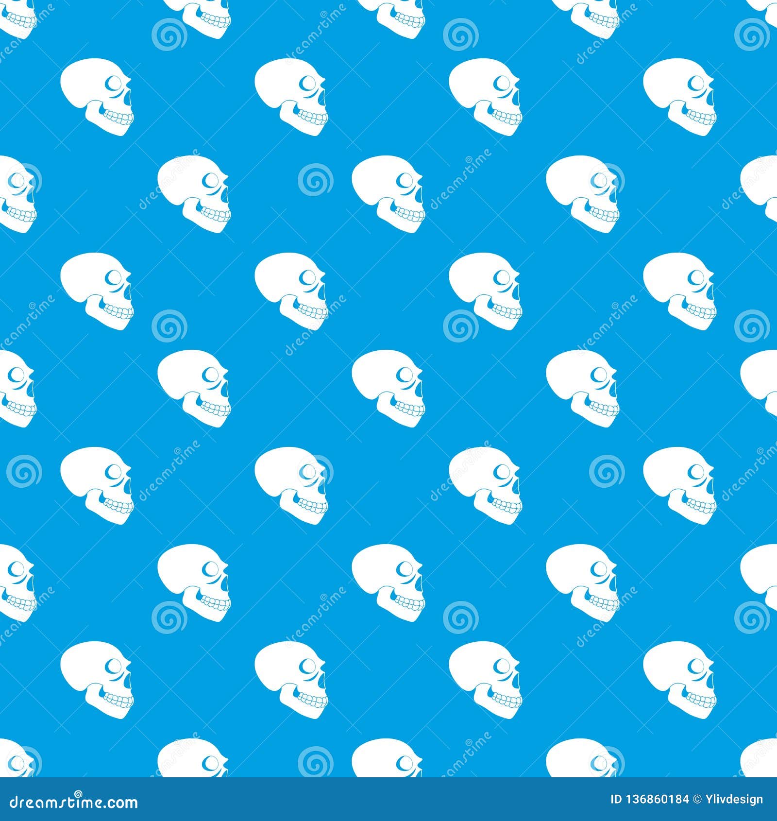 Skull Pattern Vector Seamless Blue Stock Vector - Illustration of antic ...