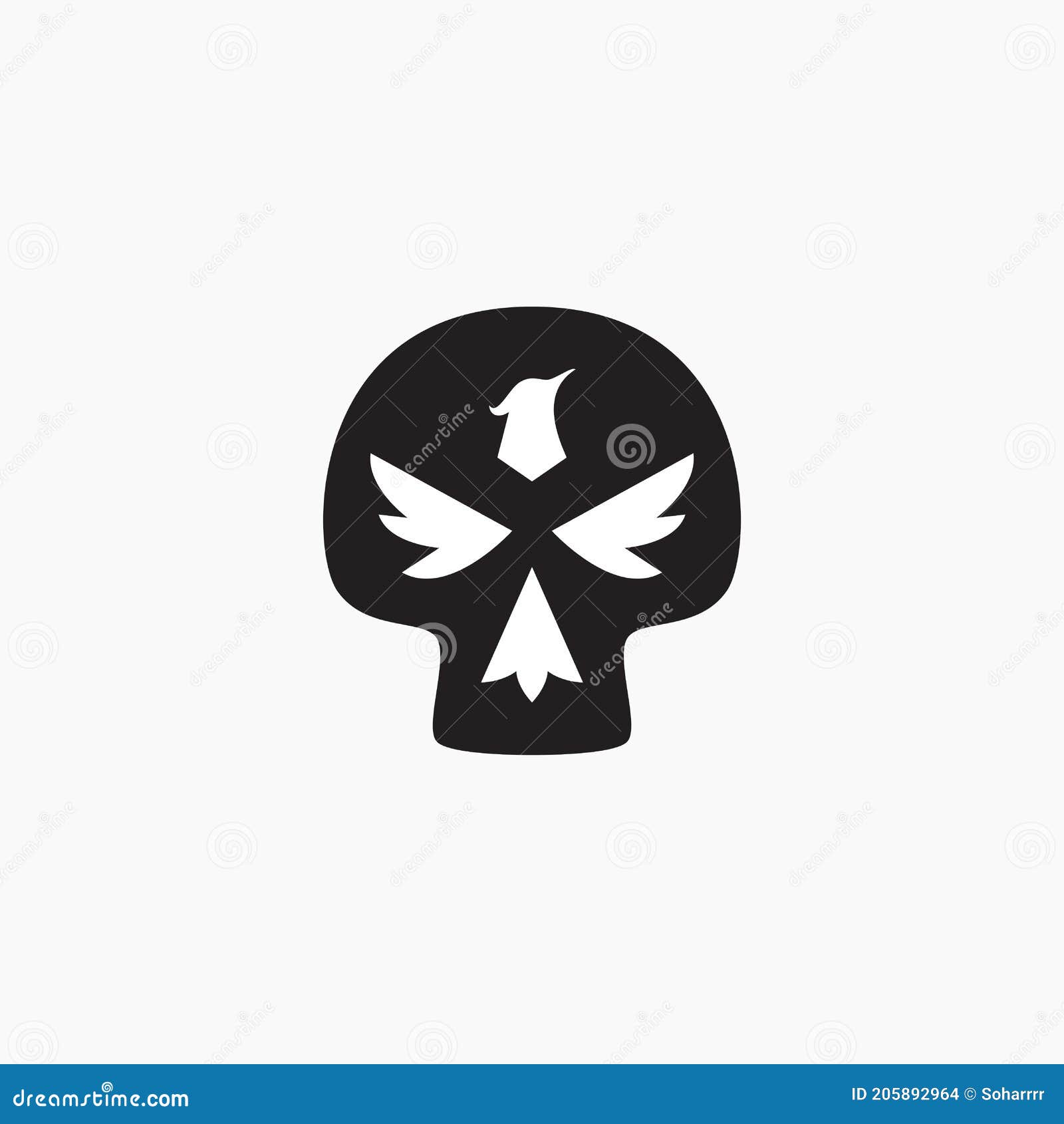 Skull with Phoenix Face Negative Space Icon Logo Design Stock Vector ...