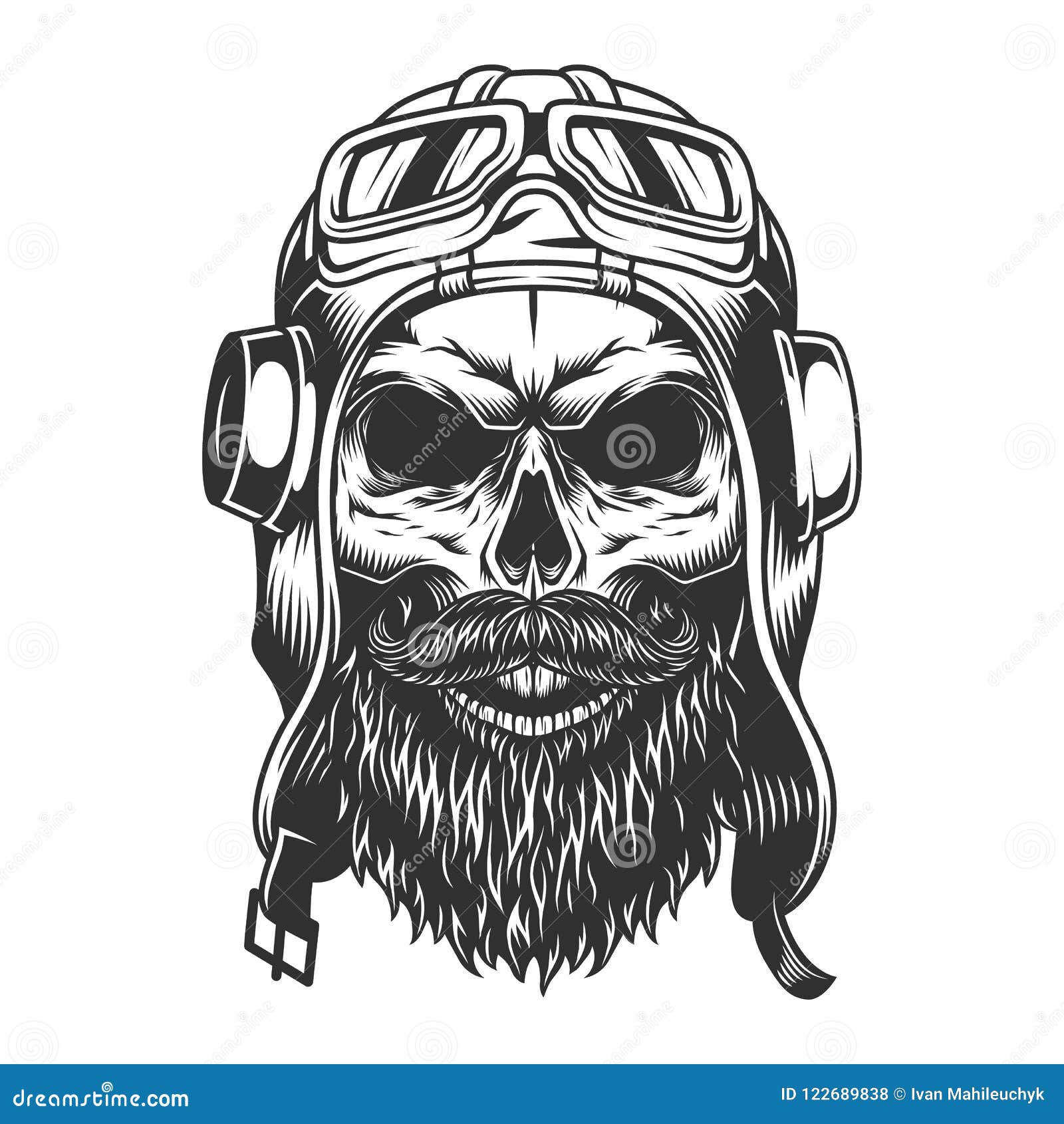 Skull in the pilot helmet stock vector. Illustration of equipment ...