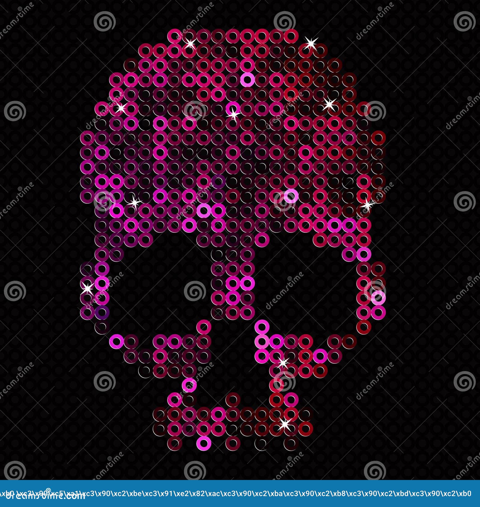 Skull Pink. Beads, Sequins. Stock Vector - Illustration of gold, style ...