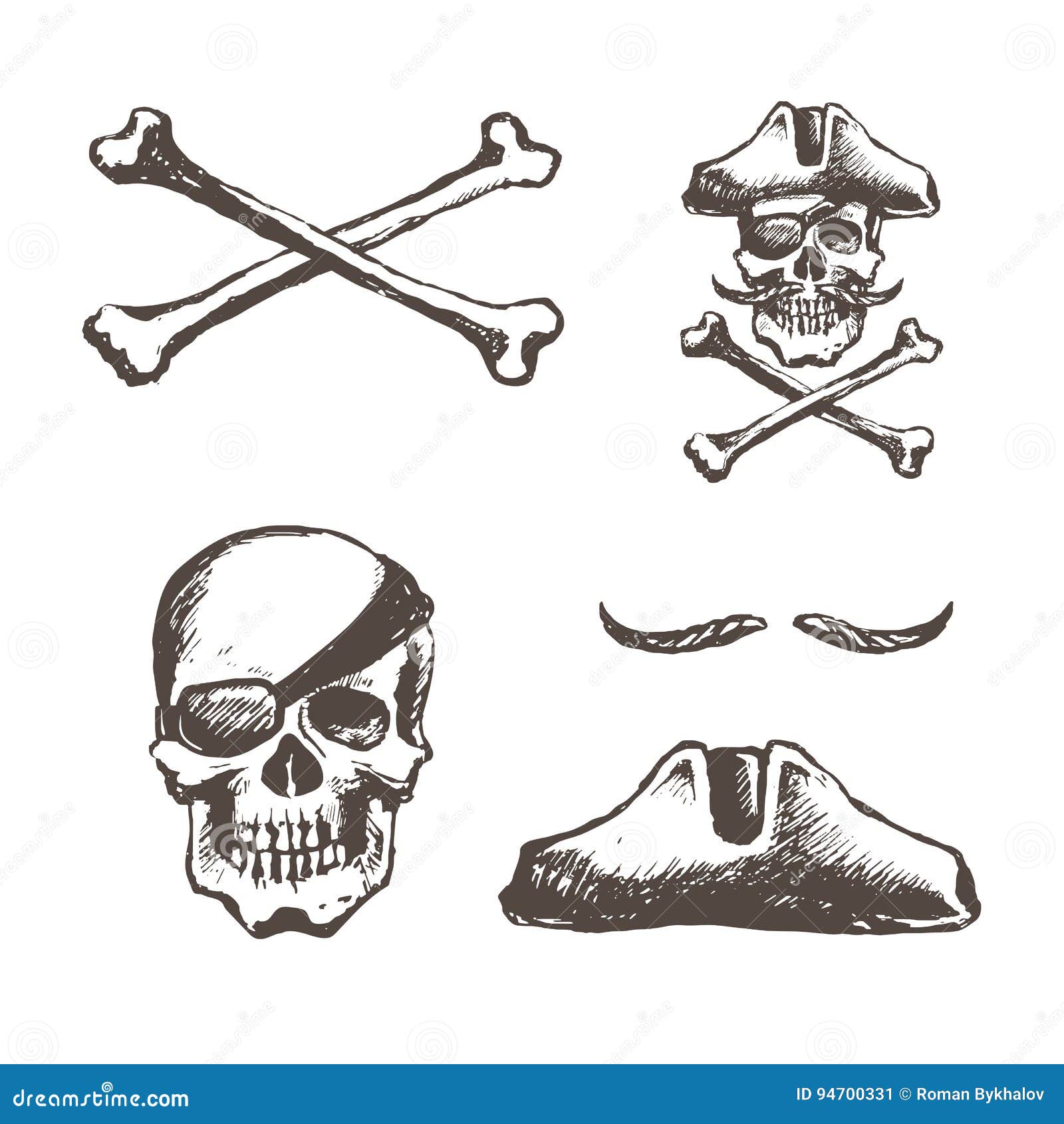 One Eyed Skull On Black Cartoon Vector | CartoonDealer.com #21016595