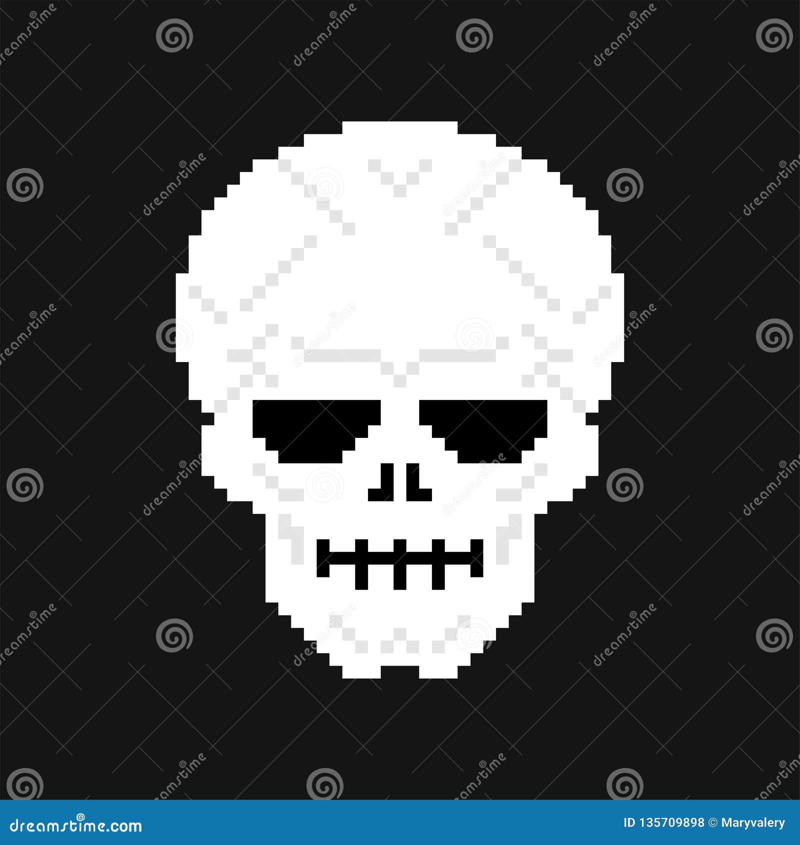 Skull Pixel Art. Head Skeleton 8 Bit Stock Vector - Illustration of ...