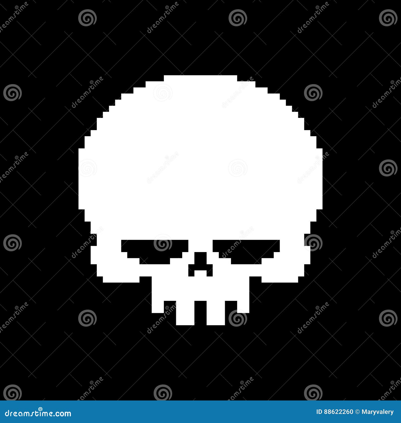 Skull Pixel Art Seamless Pattern. Head Of Skeleton Pixelated Background ...