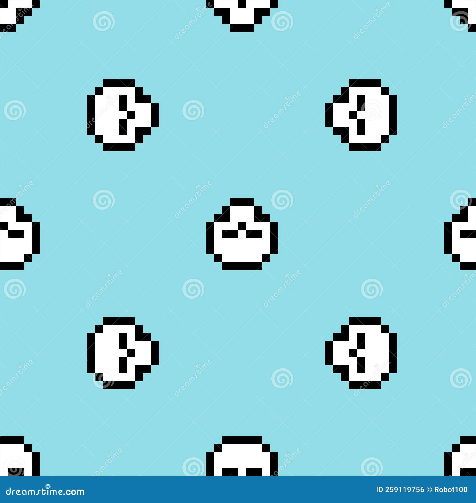Skull Pixel Art Pattern Seamless. 8 Bit Skeleton Head Background Stock ...