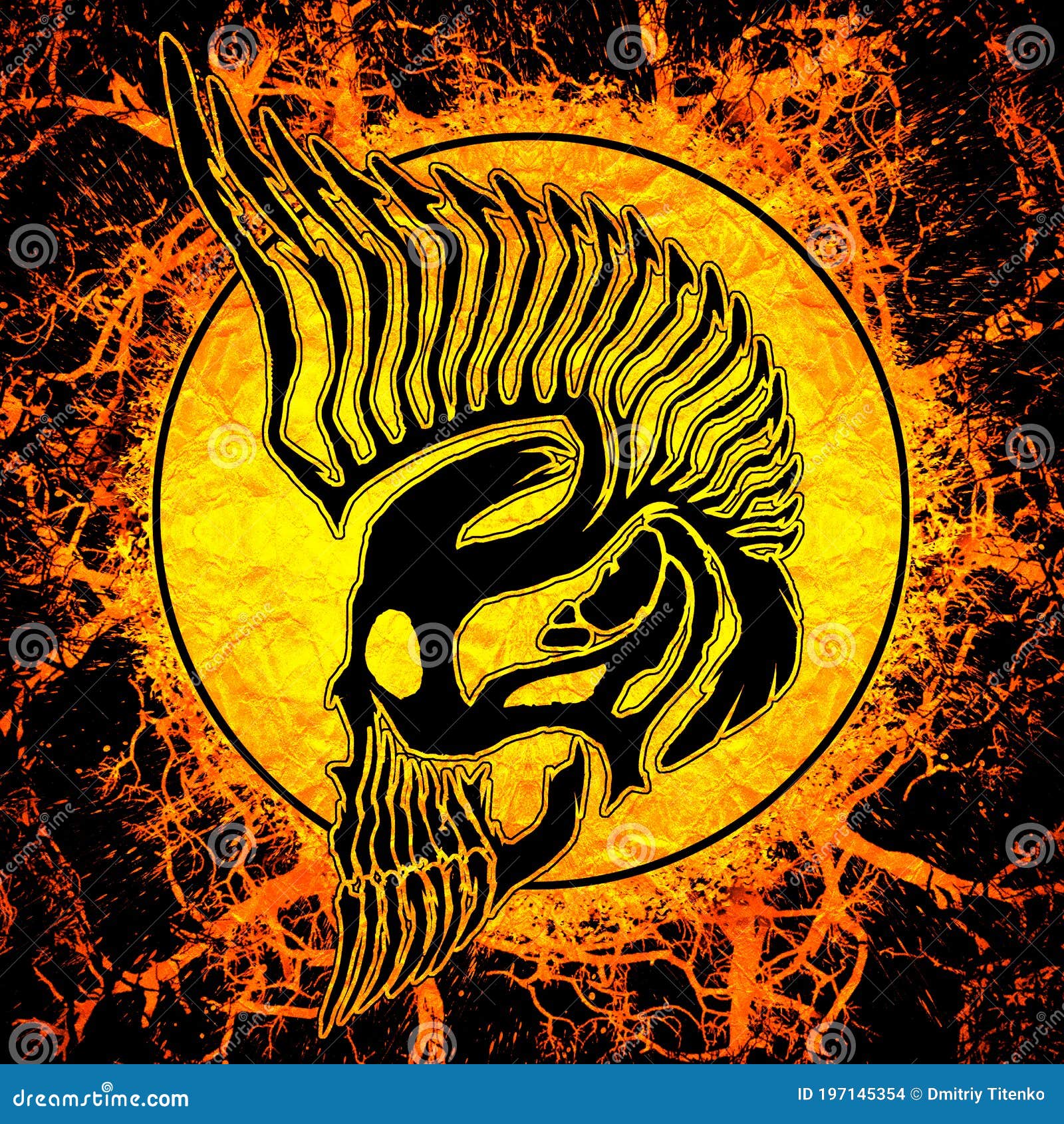 Skull In Profile, In The Dark, Gothic Style With Sharp Beard And Big ...