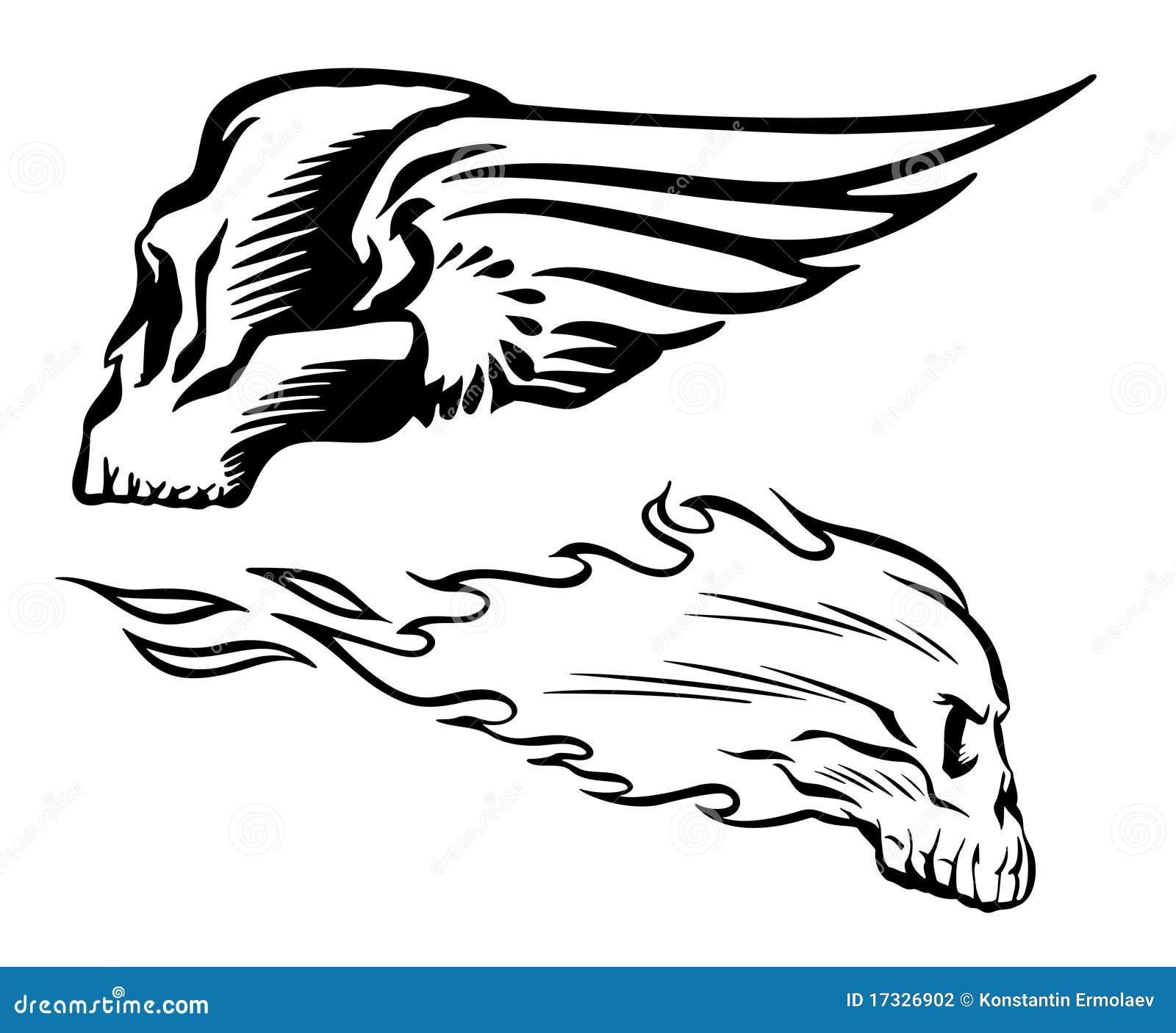 Skull Profile Design Elements. Vector Stock Illustration - Illustration ...