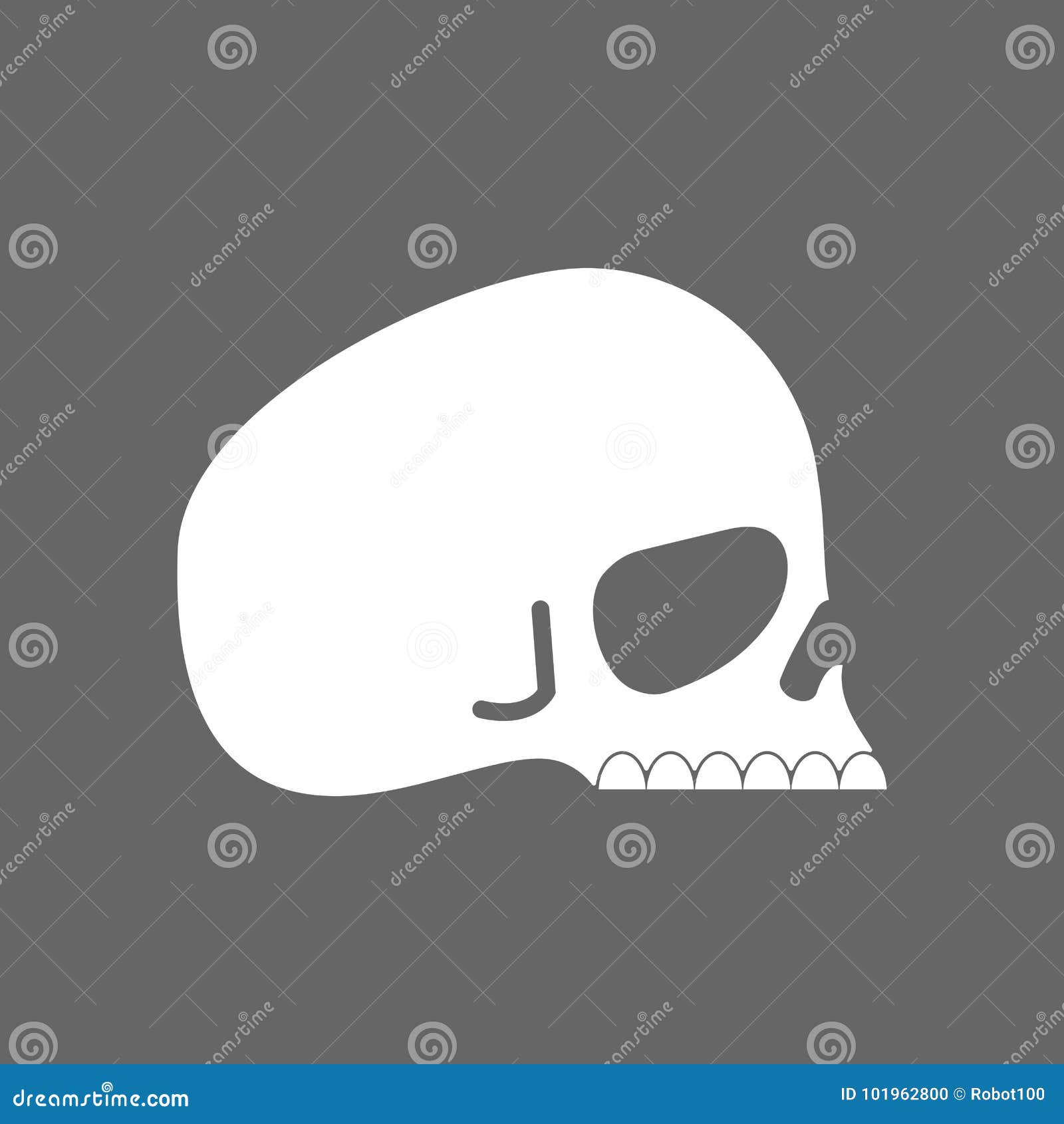 Skull Profile. Detailed Anatomy And Halftone Silhouette Skulls ...