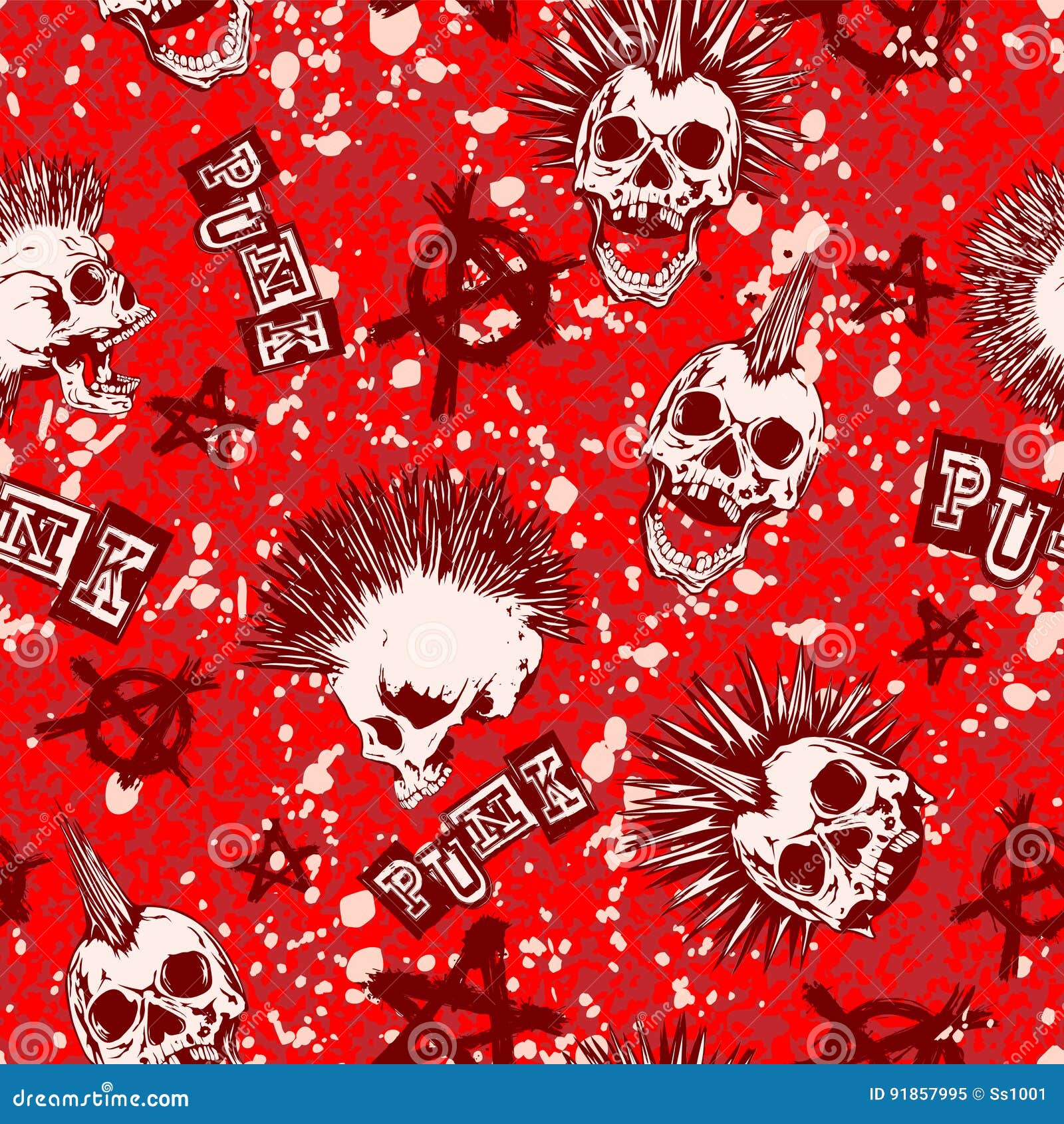 Skull_punk_background illustrazione vettoriale. Illustrazione di guasto ...