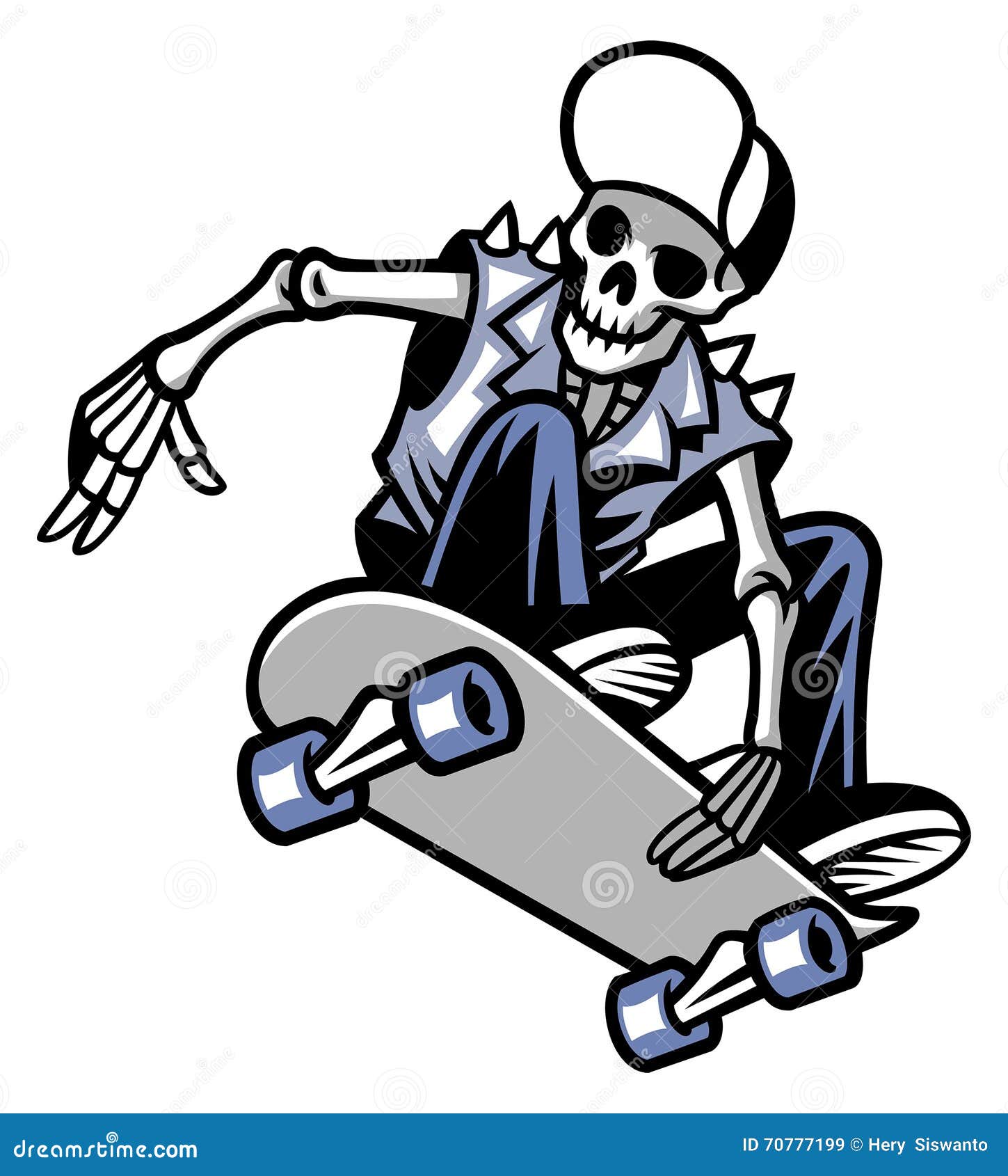Skull Punk Ride a Skateboard Stock Vector - Illustration of skateboard ...
