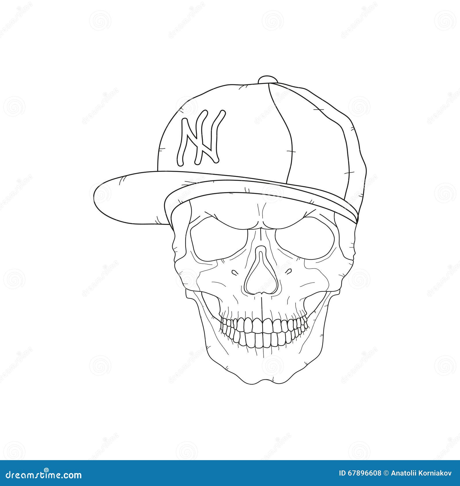 Skull in a rapper style stock vector. Illustration of culture - 67896608