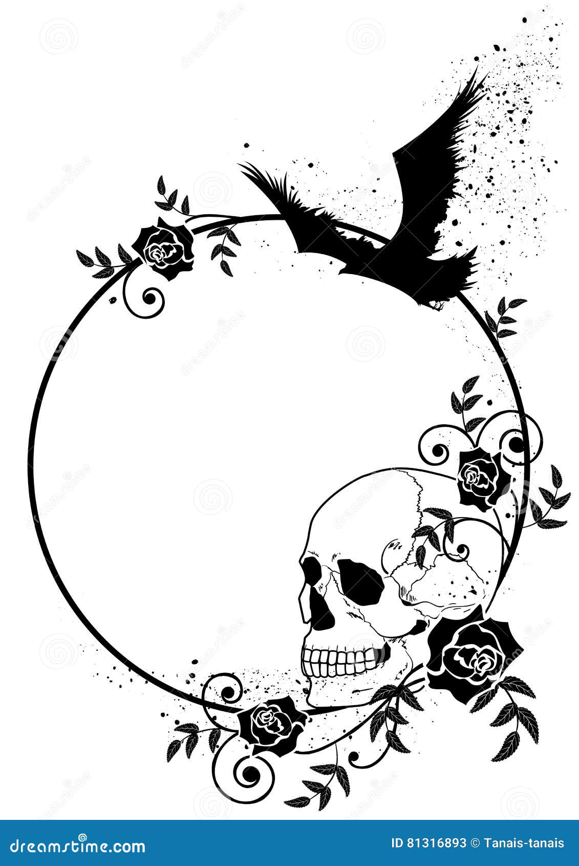 Raven With Rose In Beak Sketch Vector Illustration | CartoonDealer.com ...