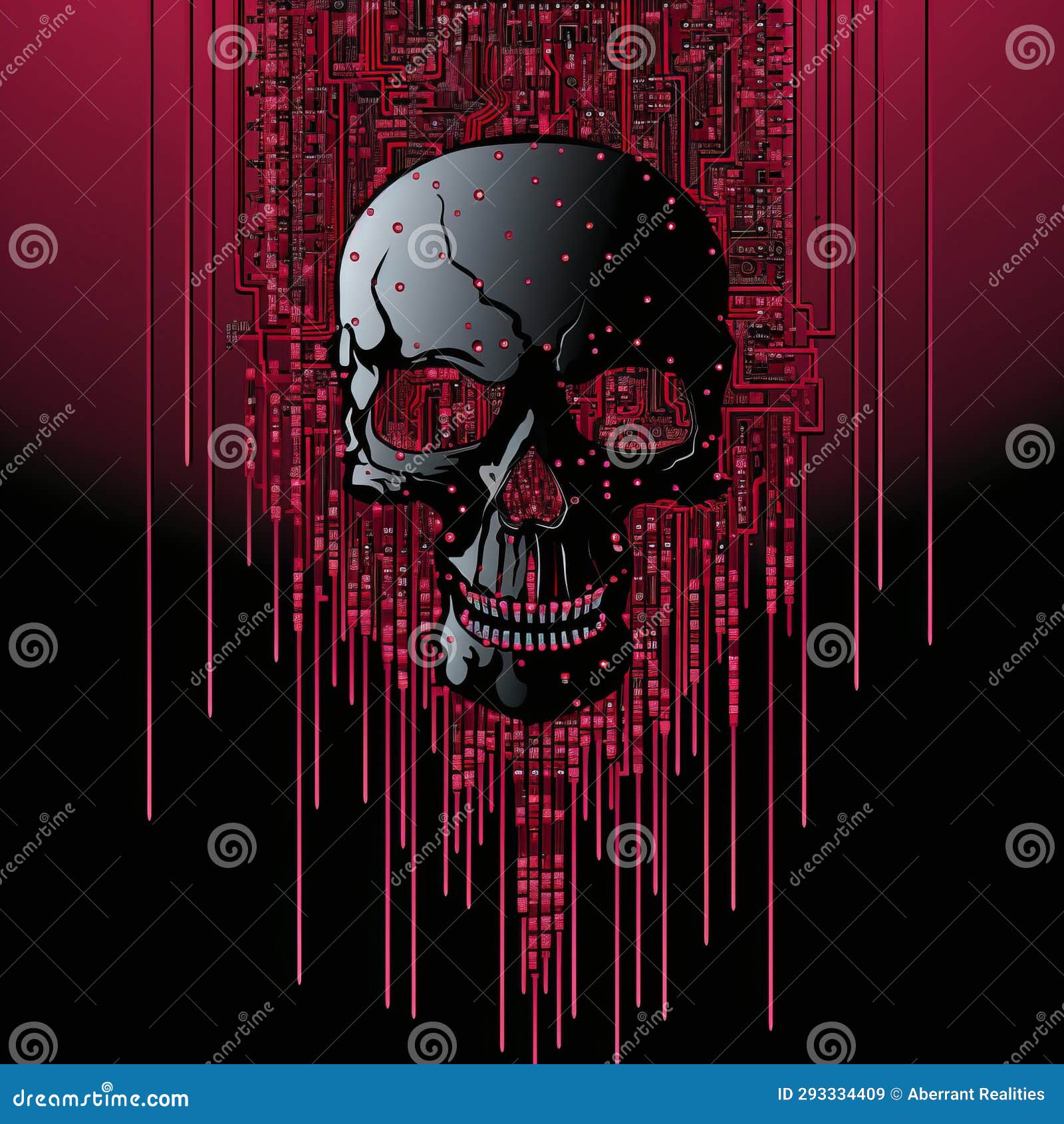 A Skull on a Red Background with Red Lines Running through it Stock ...