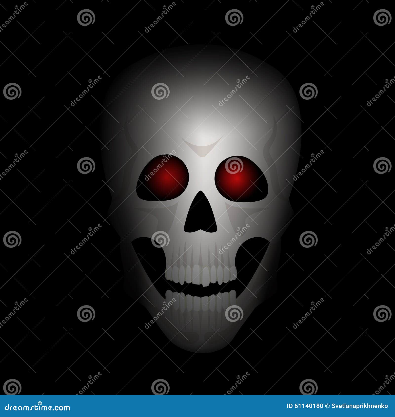 Skull with red eyes stock vector. Illustration of nightmare - 61140180