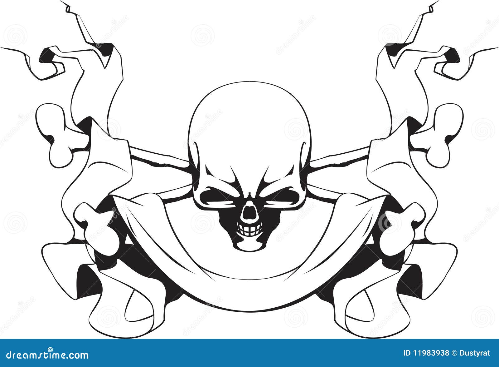 Skull and ribbon stock illustration. Illustration of death - 11983938