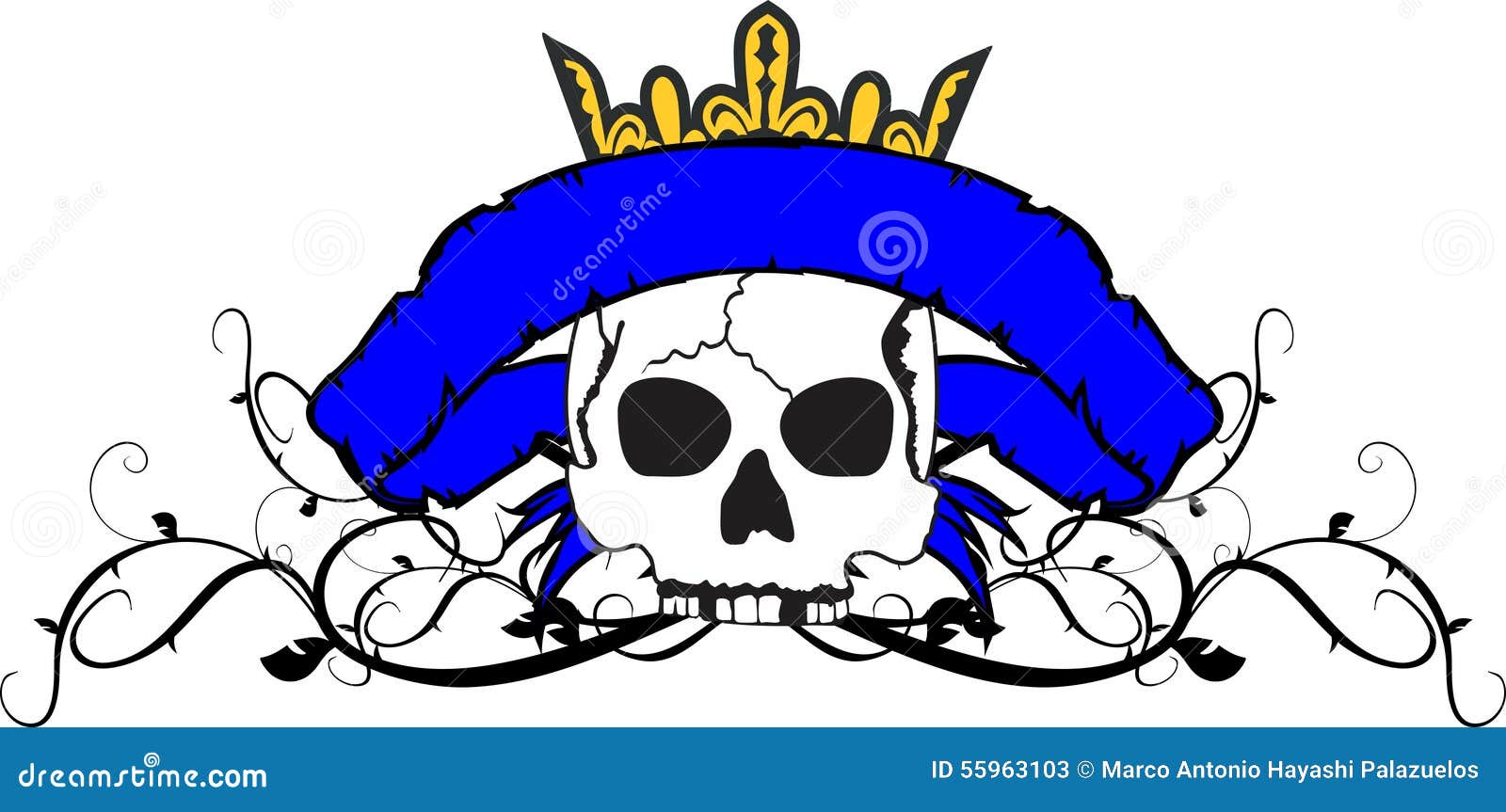 Skull Ribbon Tattoo Tshirt Crown Stock Vector - Illustration of ribbon ...