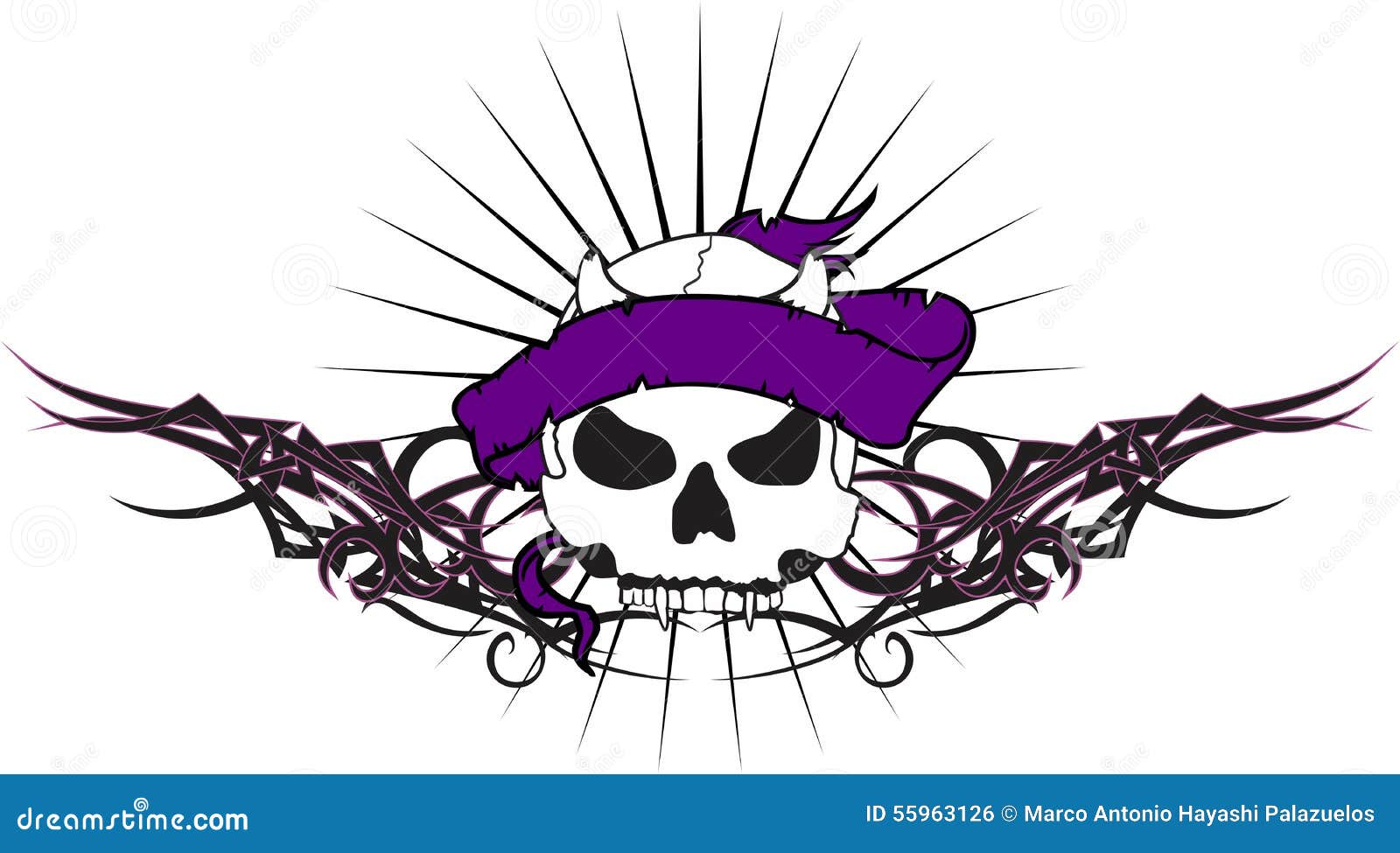 Skull Ribbon Tattoo Tshirt Tribal2 Stock Vector - Illustration of white ...