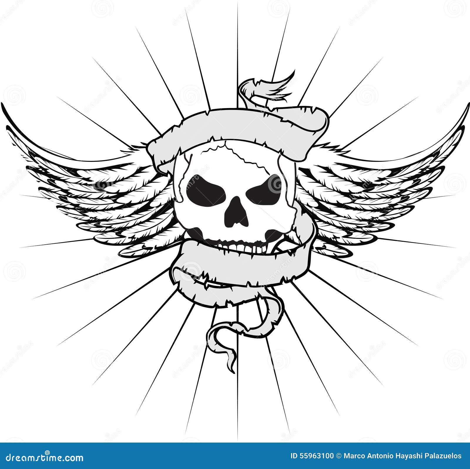 Skull ribbon tattoo tshirt stock vector. Illustration of isolated ...