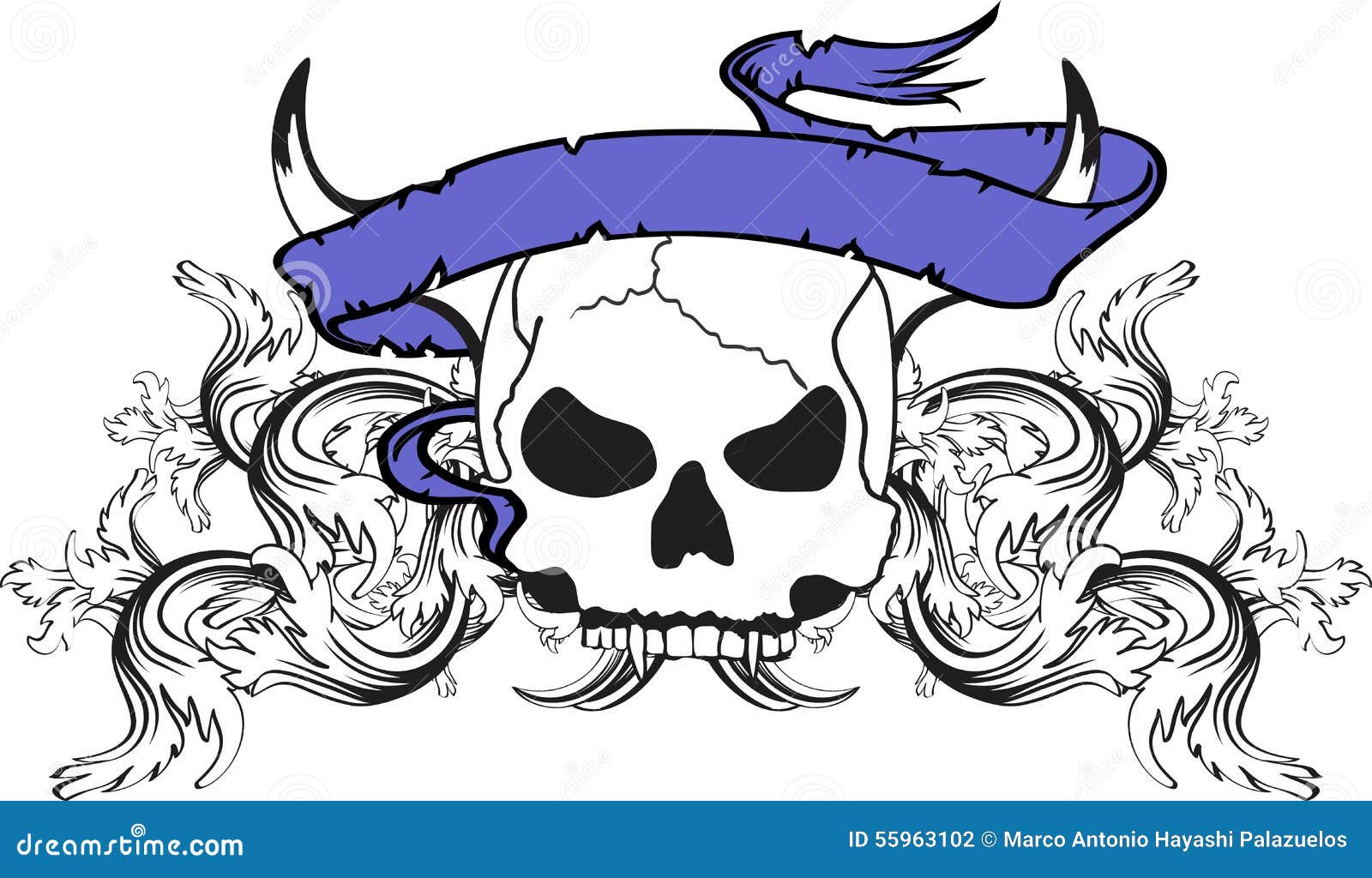 Skull Ribbon Tattoo Tshirt 2 Stock Vector - Illustration of isolated ...