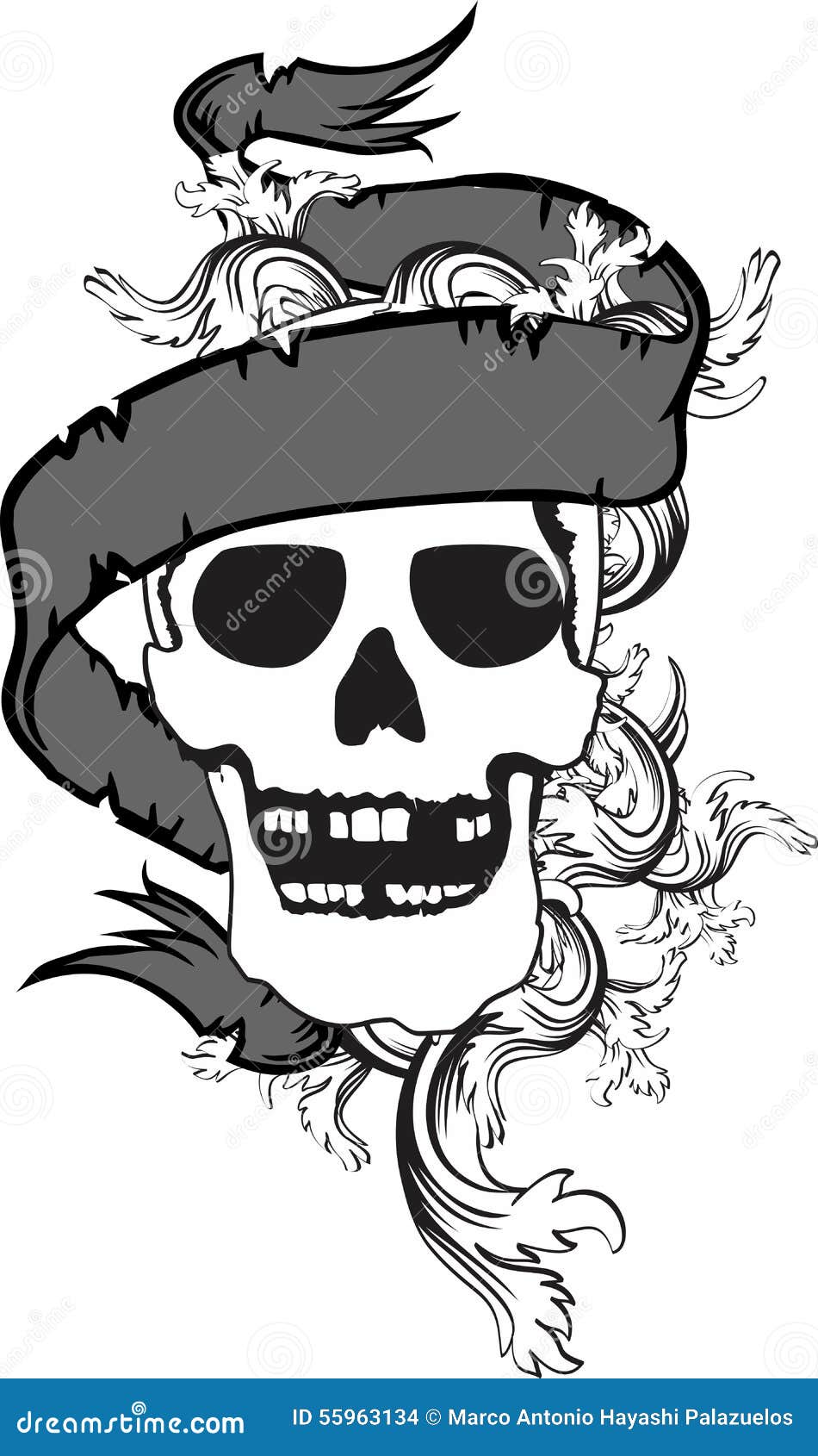 Skull Ribbon Tattoo Tshirt 6 Stock Vector - Illustration of ribbon ...