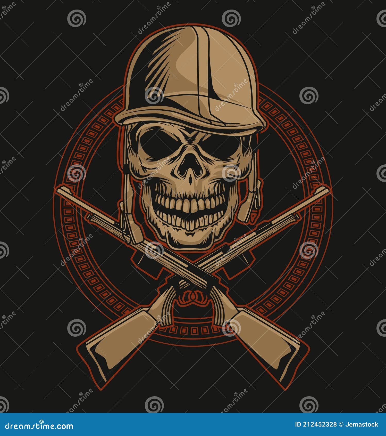 Skull and rifles stock vector. Illustration of helmet - 212452328