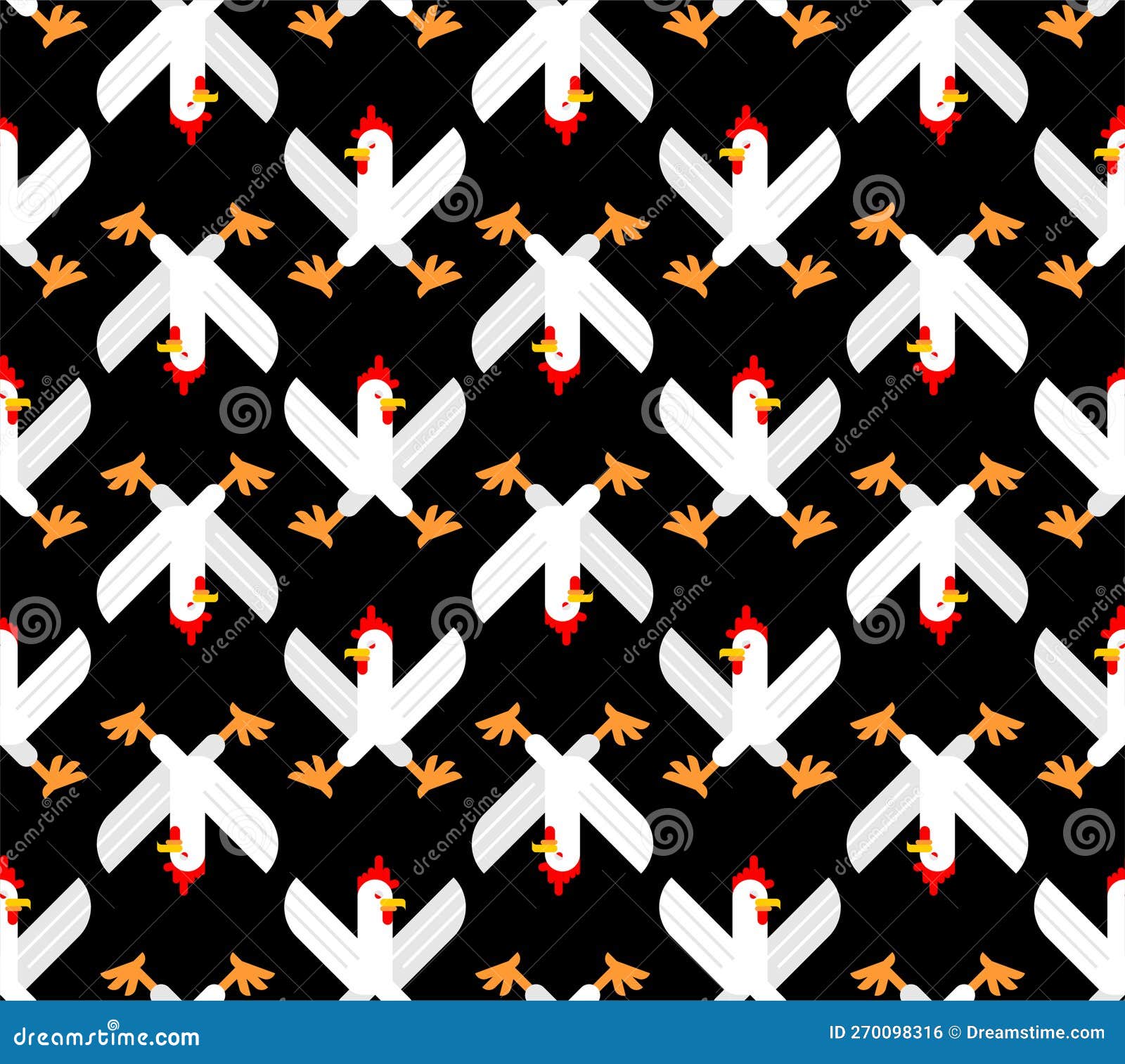 Skull Rooster Pattern Seamless. Skeleton Rooster Background. Vector ...
