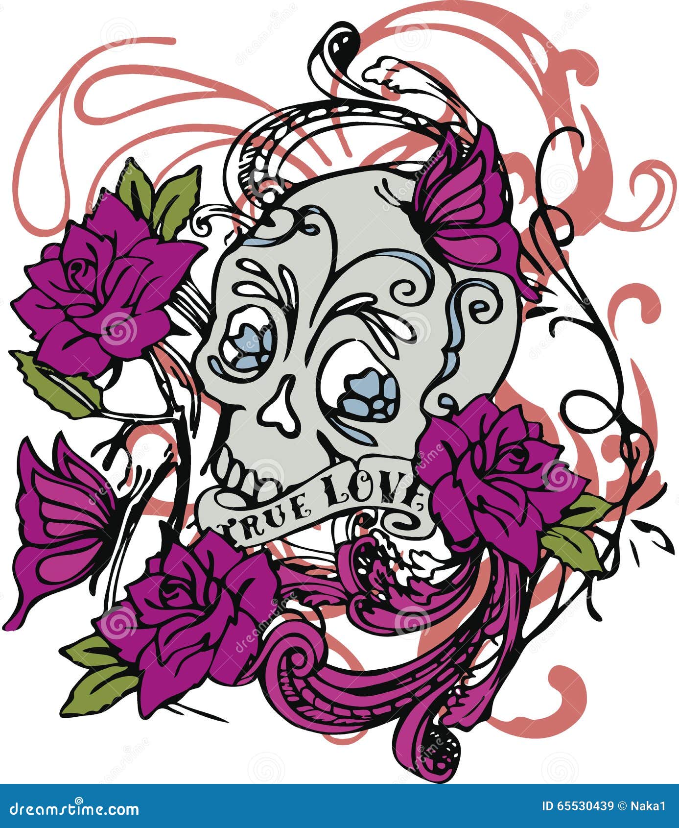 Skull Rose Vector Illustration Design Art Stock Illustration ...