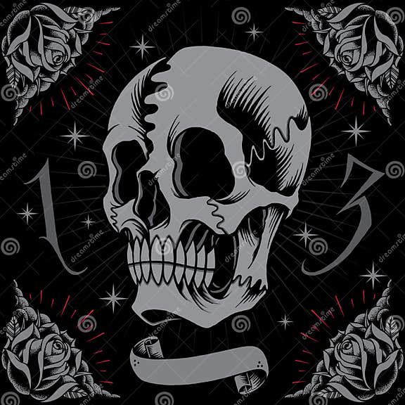 Skull and Roses Frame stock vector. Illustration of danger - 40919627