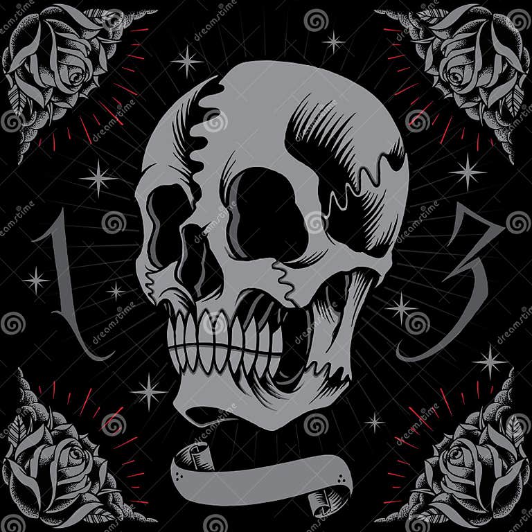 Skull and Roses Frame stock vector. Illustration of danger - 40919627