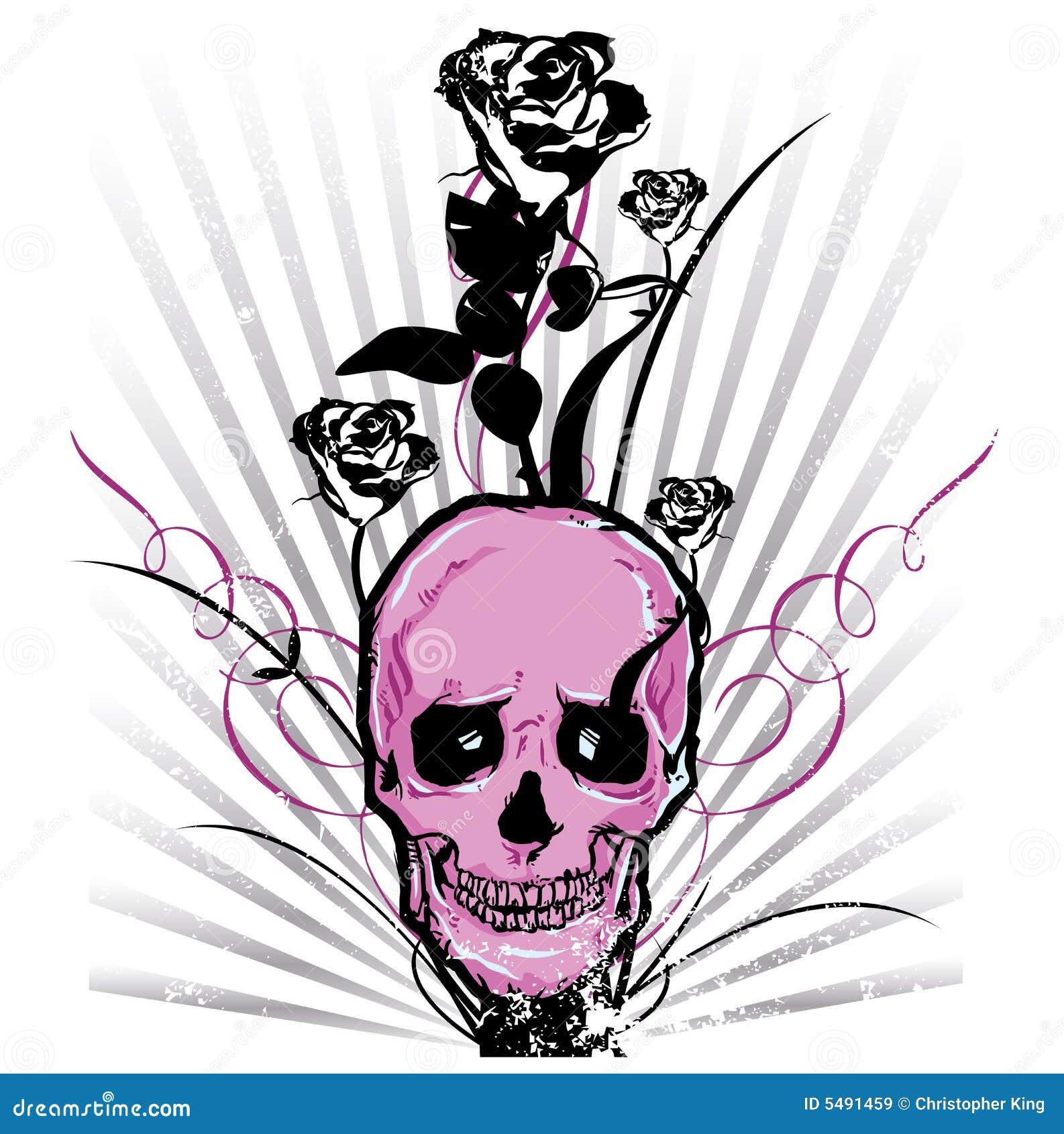 Skull and Roses Vector Illustration Stock Vector - Illustration of ...