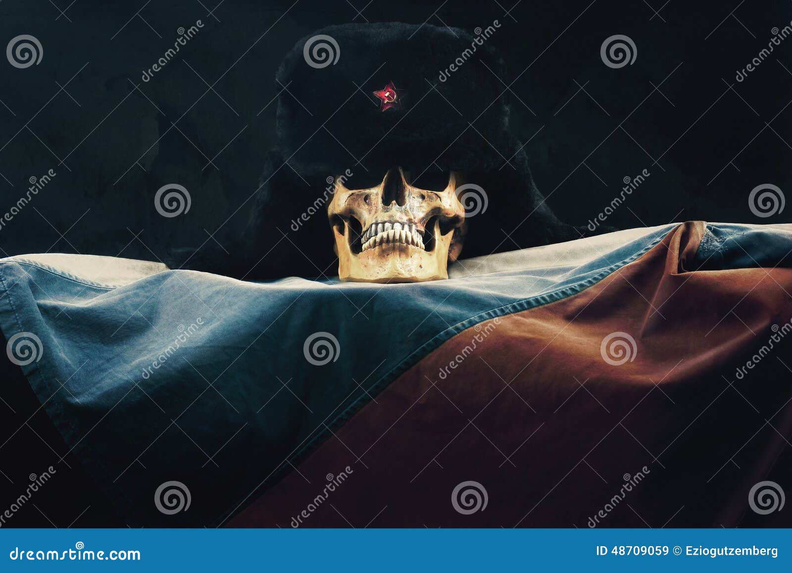 Skull with Russian Federation Flag and Old Russian Uschanka Stock Image ...