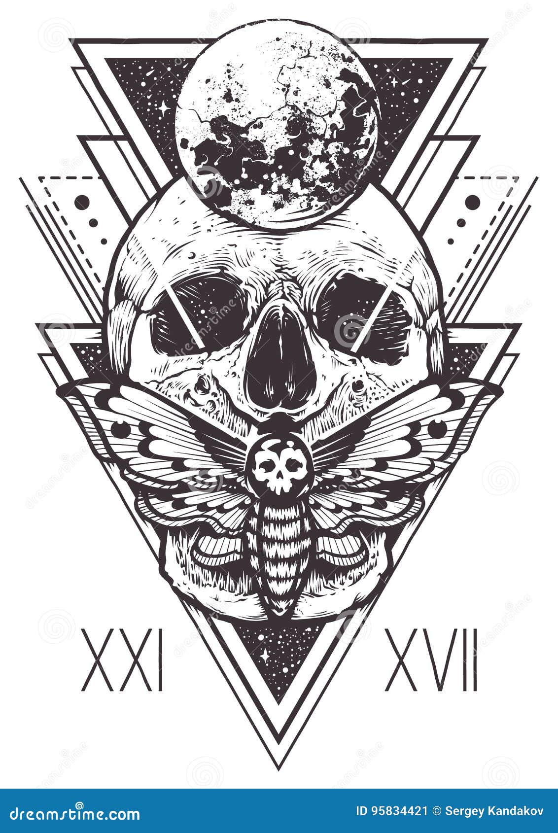 Skull Sacred Geometry Design Stock Vector - Illustration of boho ...