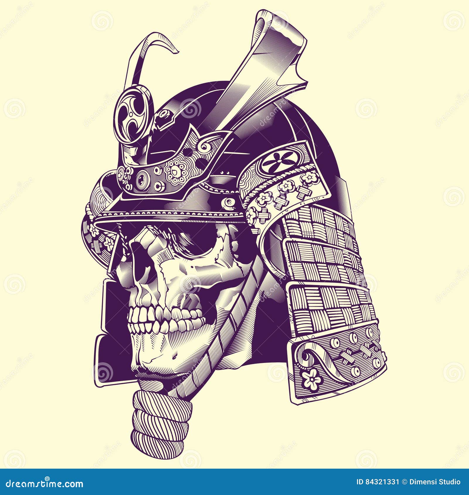 Skull Samurai Warrior Lllustration Stock Vector - Illustration of shirt ...