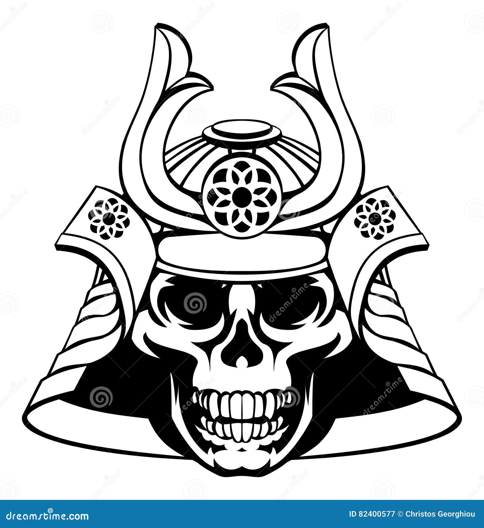 Skull Samurai Warrior stock vector. Illustration of japan - 82400577
