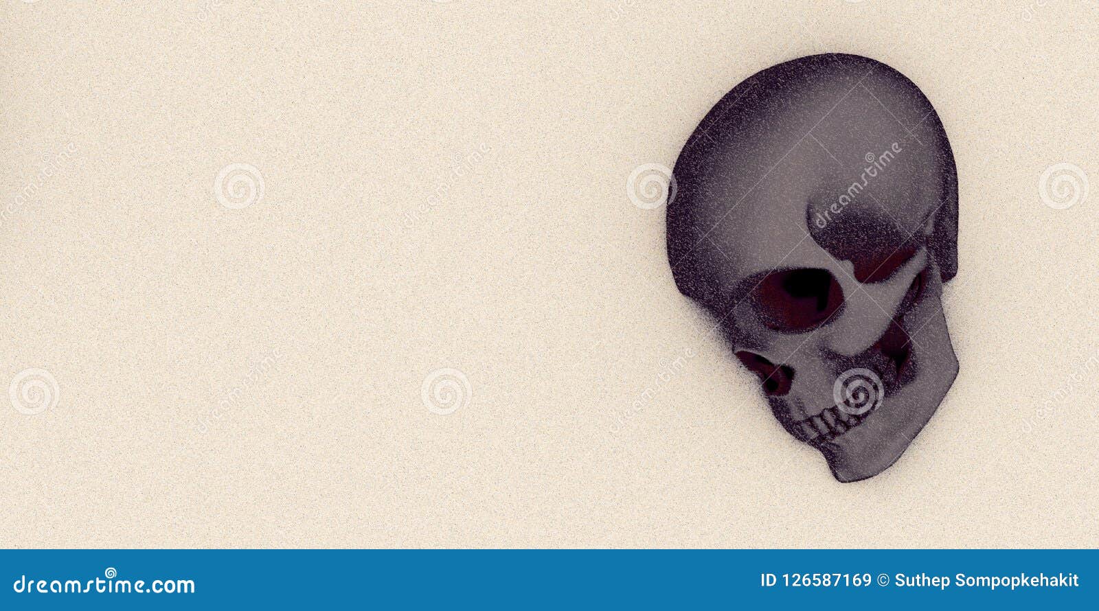 Skull on Sand, Apocalypse and Hell Concept, 3d Rendering. Stock ...