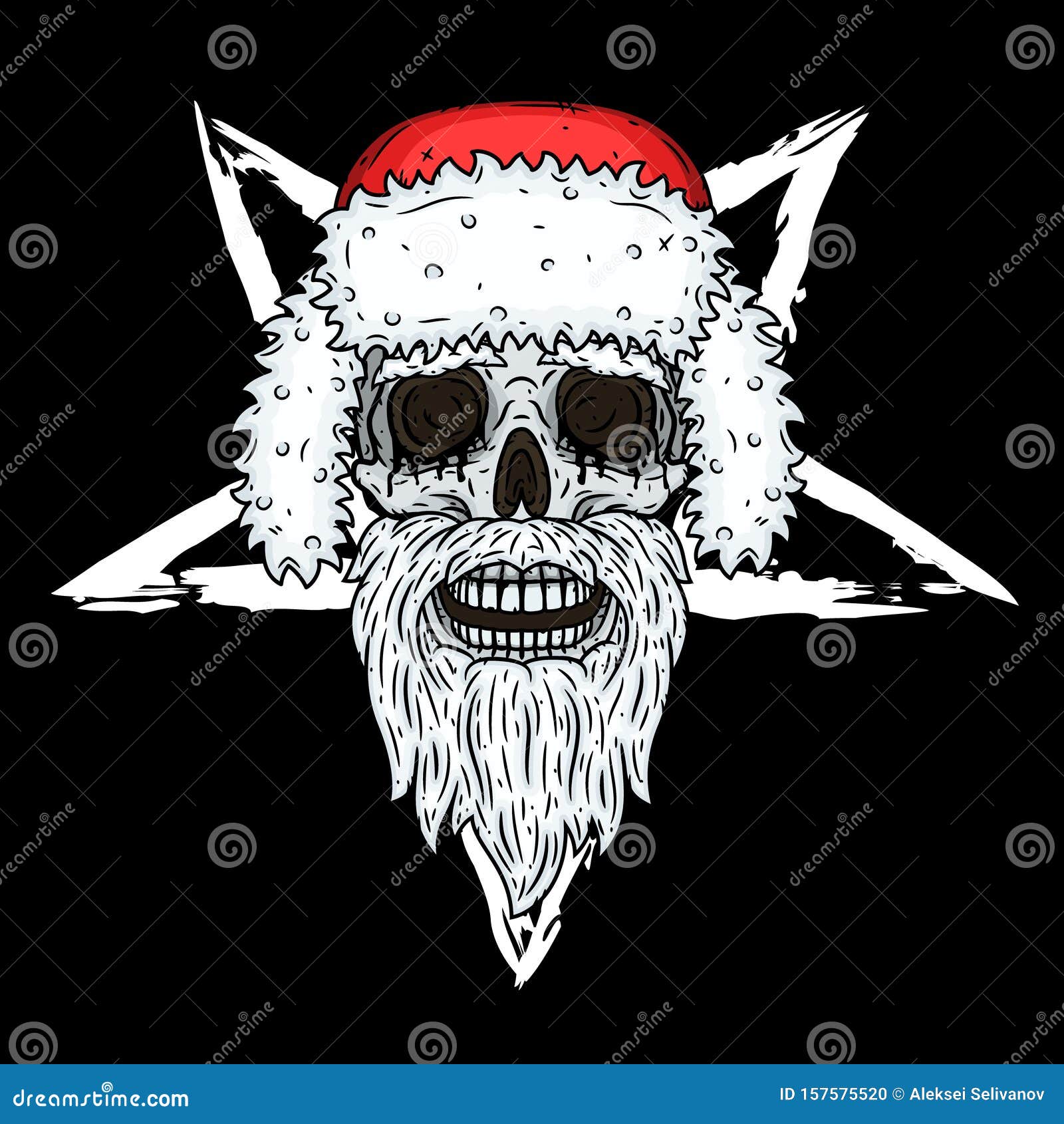Skull. Santa Claus Skull. Vector Illustration Isolated on White ...