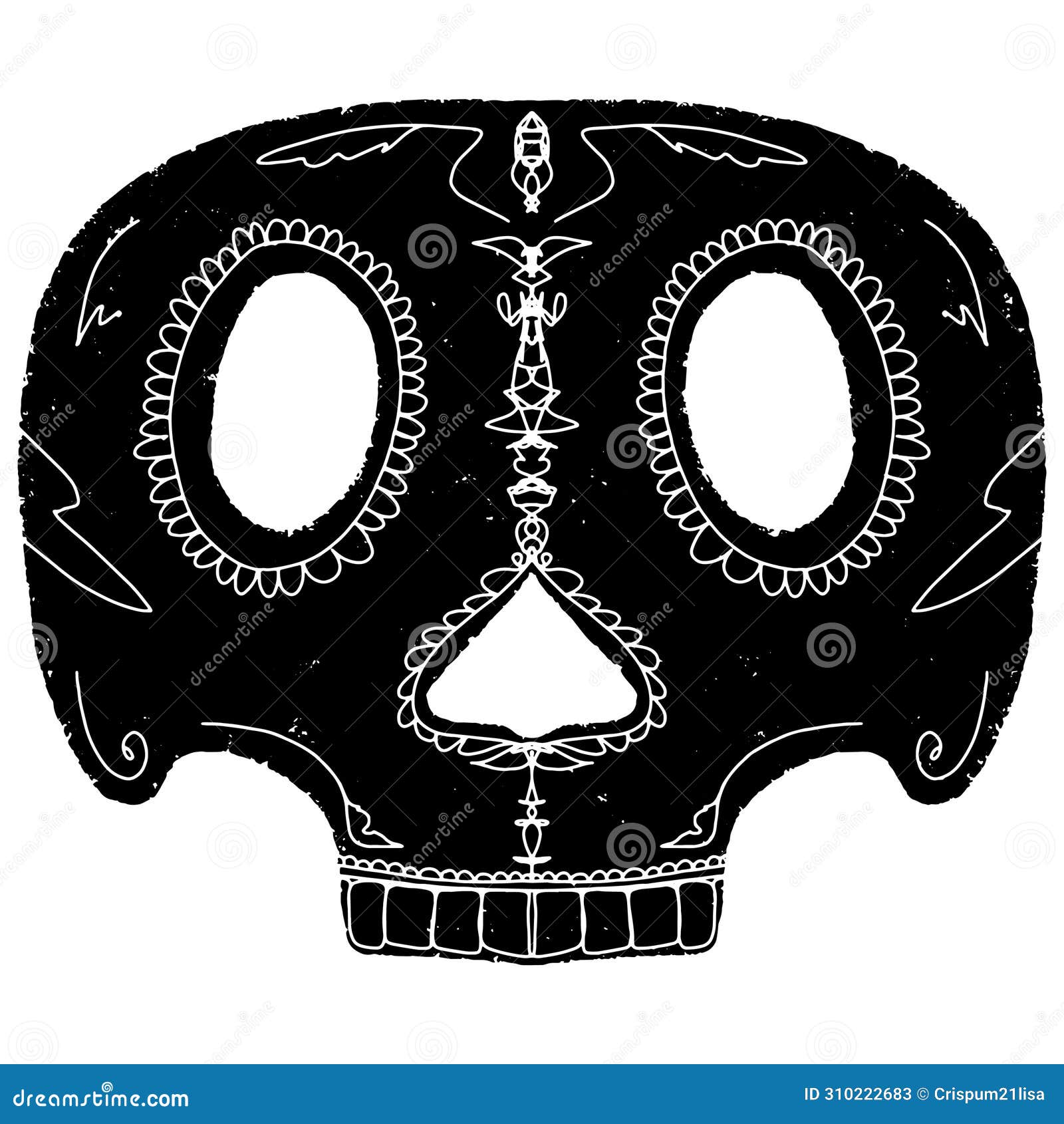 Skull with Santa Muerte stock vector. Illustration of black - 310222683