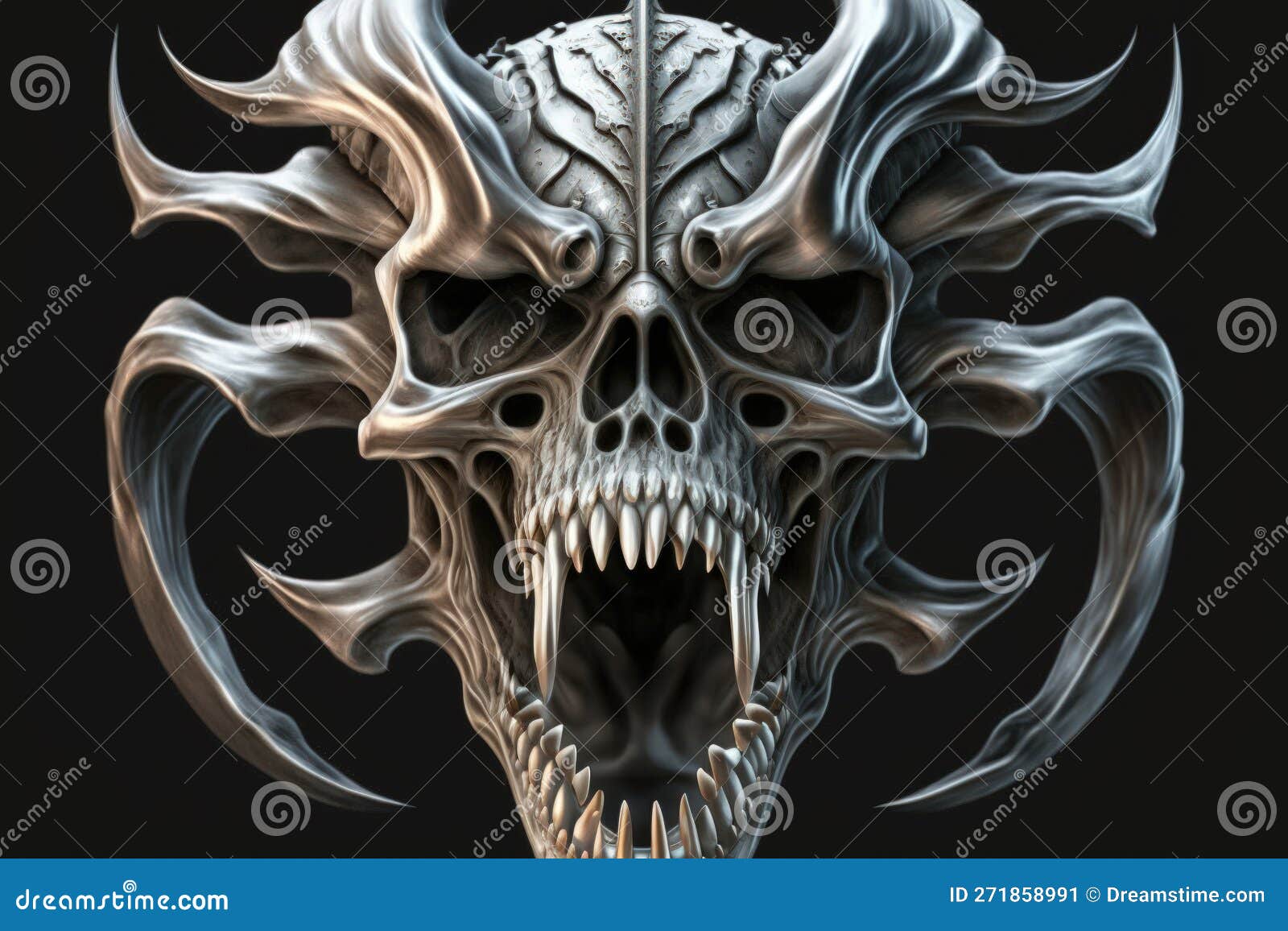 Skull of a Screaming Silver Demon Stock Illustration - Illustration of details, evil: 271858991
