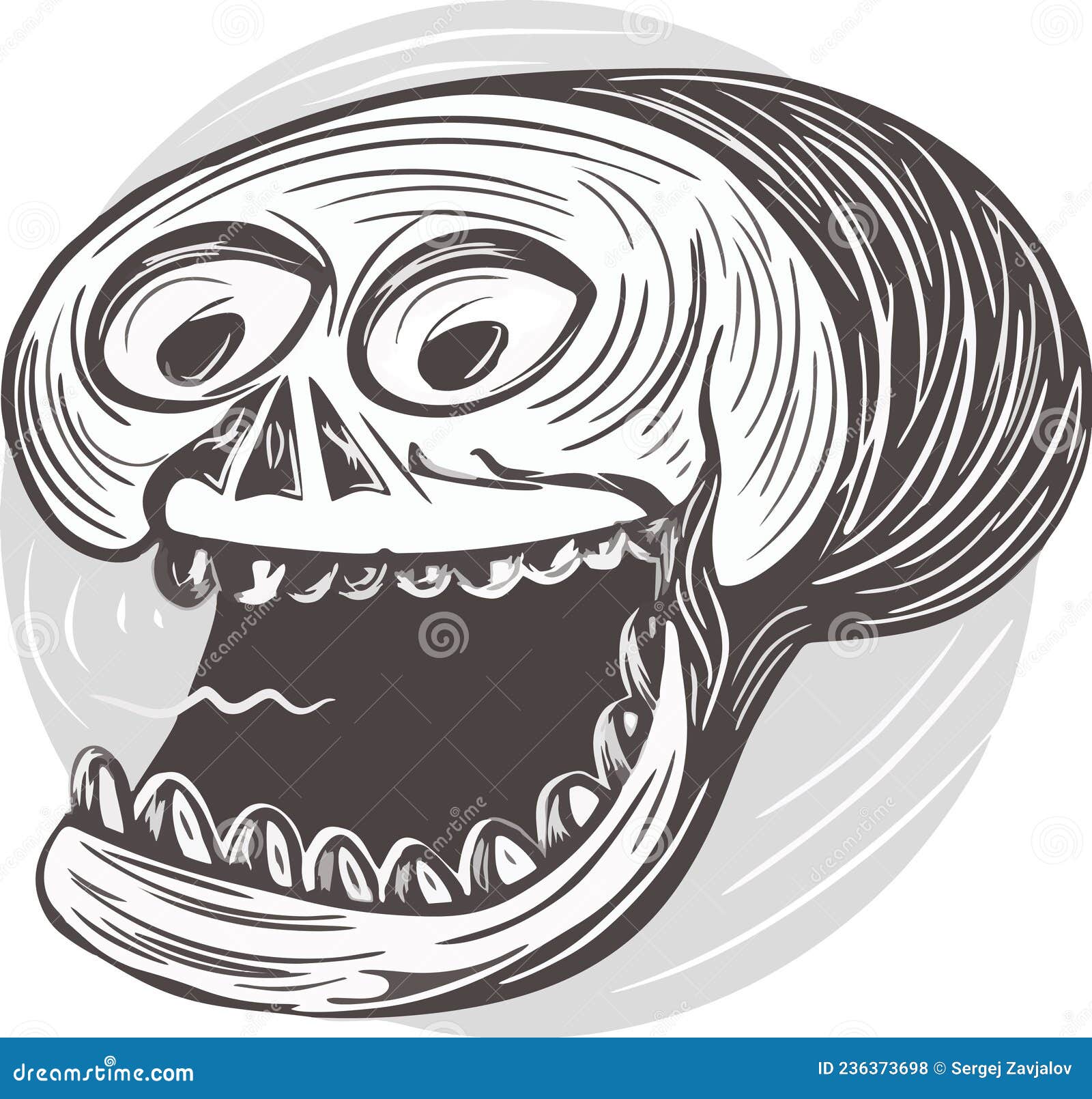 Skull Scull Smile Monster Stylized Stock Vector - Illustration of ...