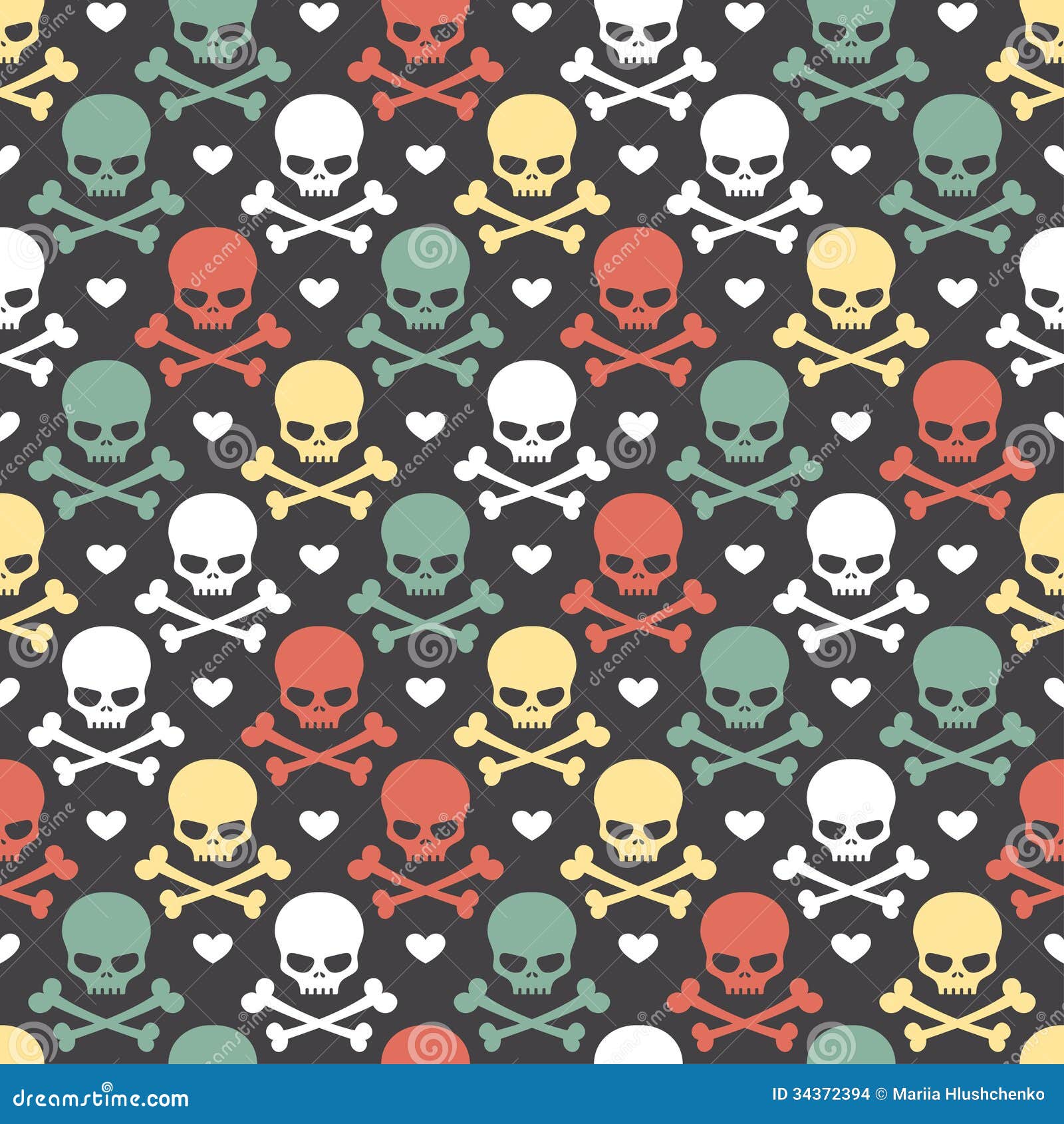 Skull seamless pattern stock vector. Illustration of wallpaper - 34372394