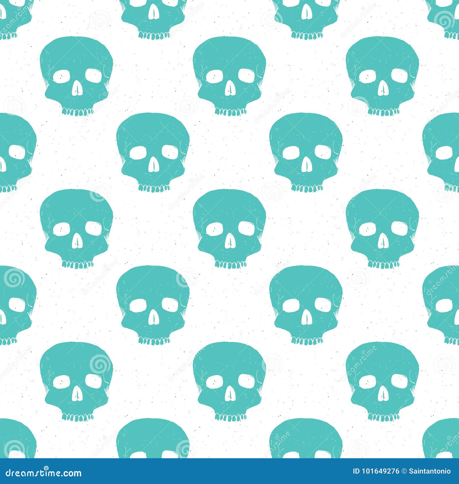 Skull Seamless Pattern, Hand Drawn Sketch Vector Illustration Stock ...