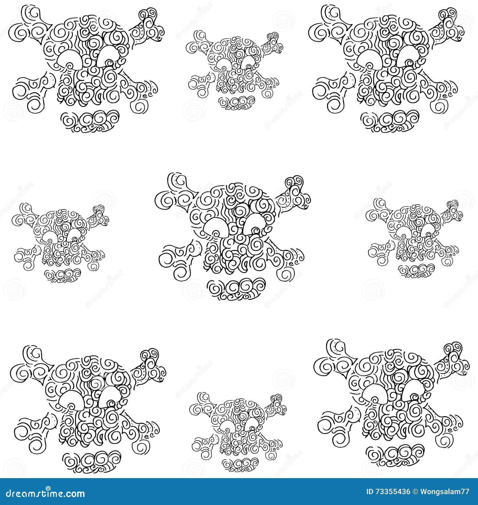 Skull Set Ornament in Doodle Halloween Stock Vector - Illustration of ...