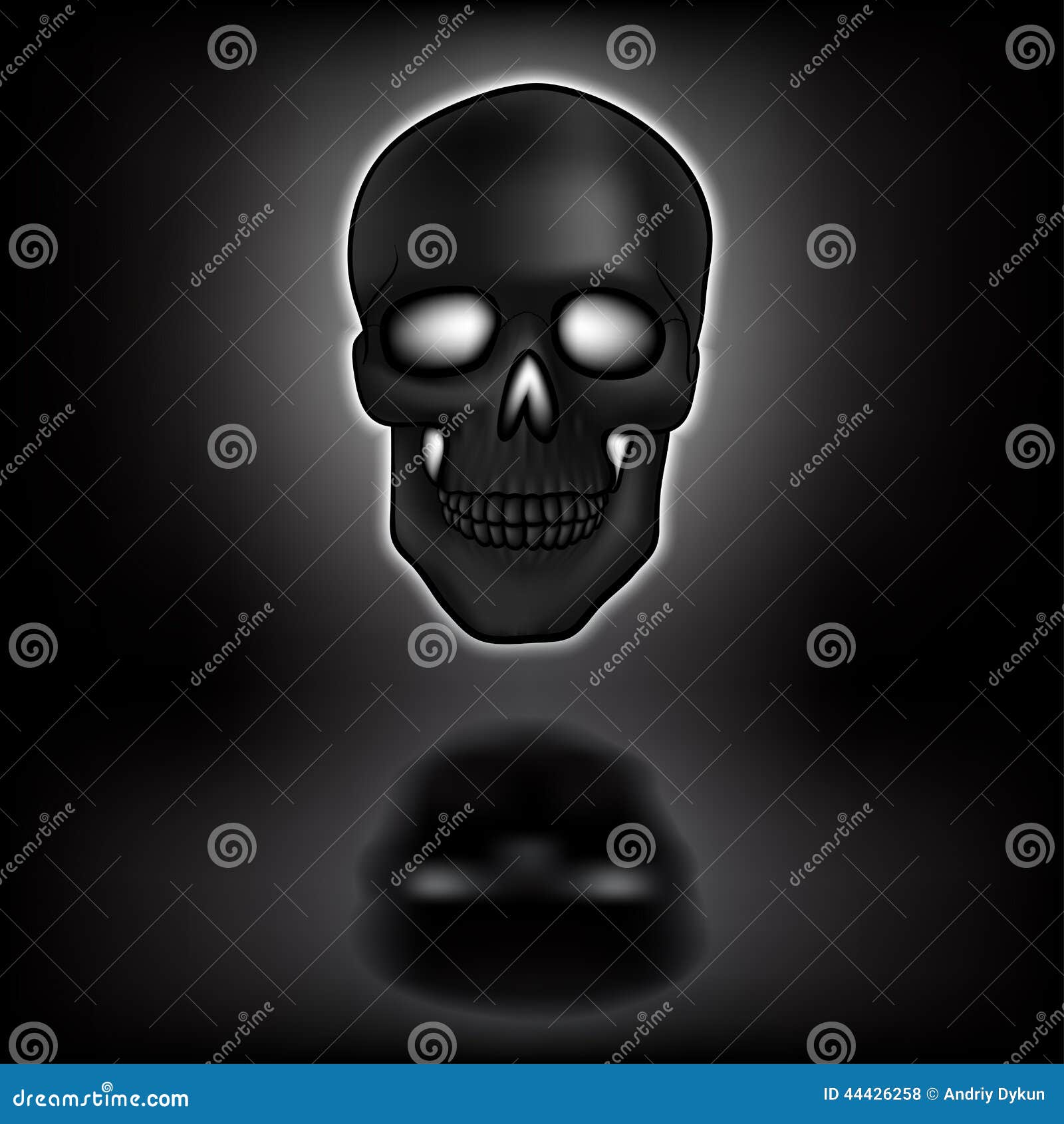 Skull with shadow stock vector. Illustration of head - 44426258