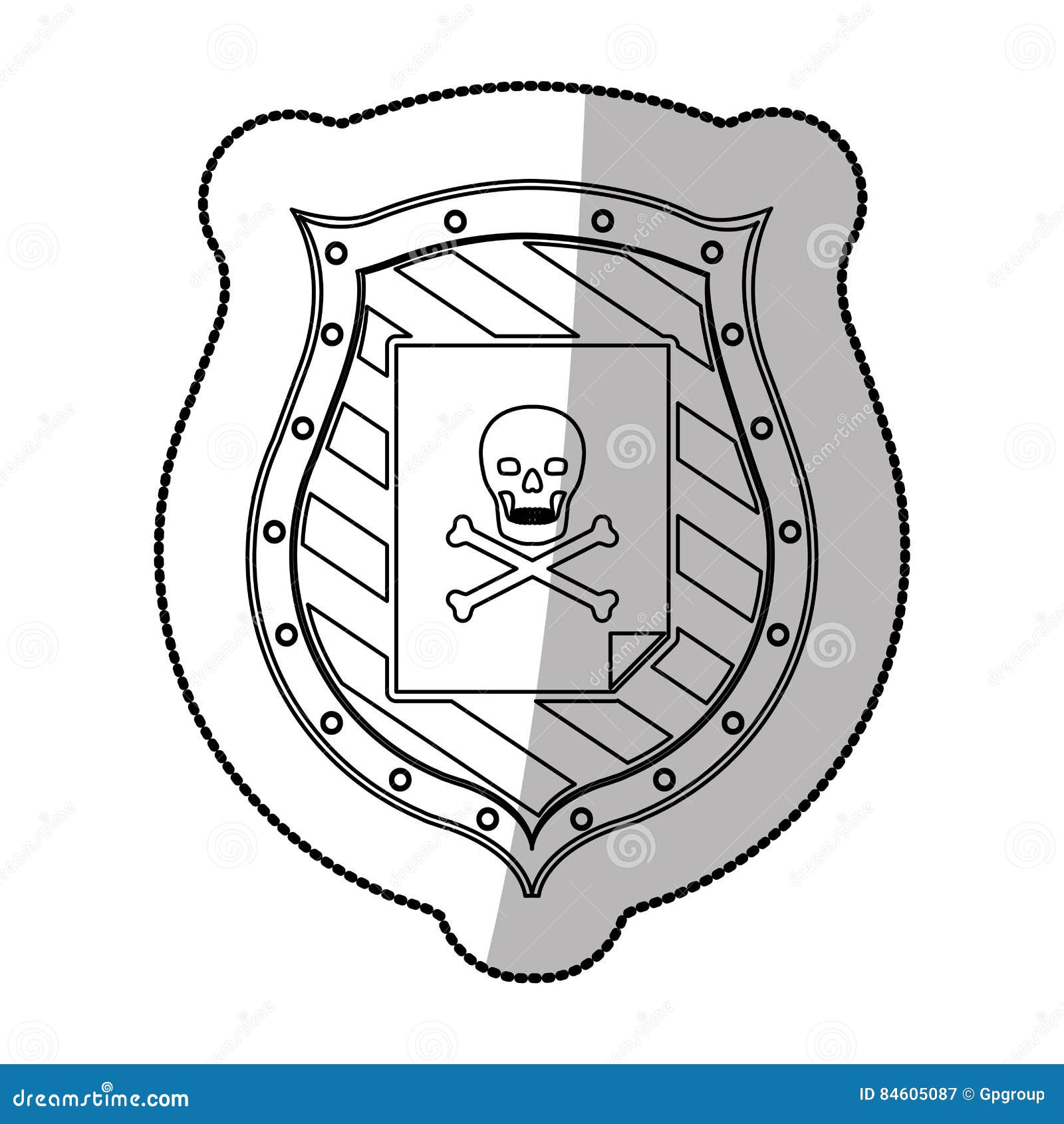 Skull on shield stock vector. Illustration of encryption - 84605087