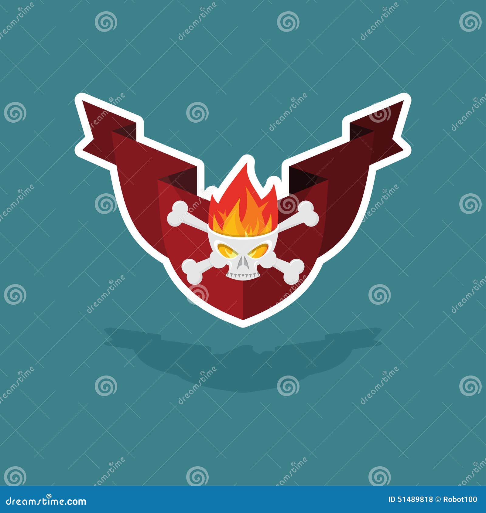 Skull on the Shield with a Ribbon. Heraldic Element Stock Vector ...