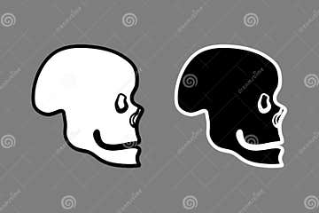 Skull Side View Black White Outline Stock Vector - Illustration of view ...