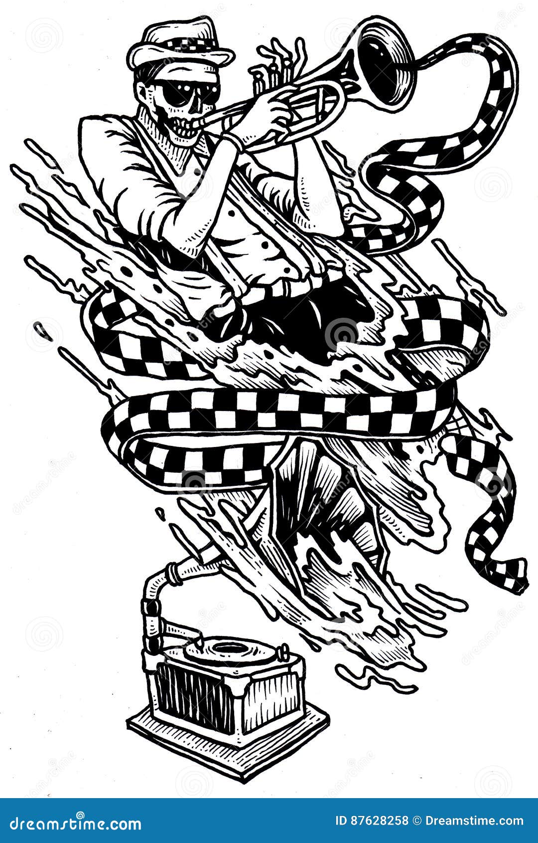 Skull of SKA stock vector. Illustration of vector, skull - 87628258