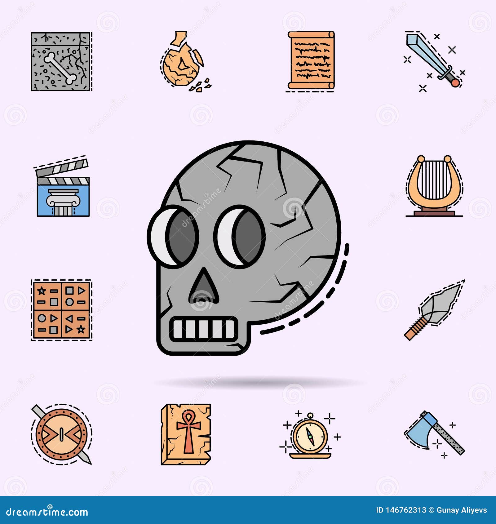 Skull, Skeleton, Anatomy, Bone, Head Icon. Universal Set of History for ...